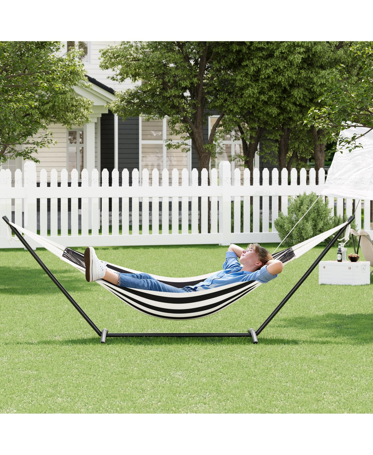 Click here for Double Hammock with Heavy-Duty Steel Stand  Indoor... prices
