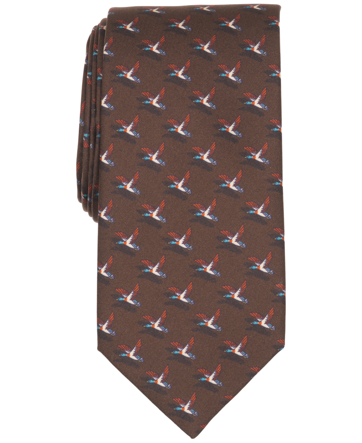 Click here for Club Room Mens Soaring Bird Print Silk Tie - Brown prices