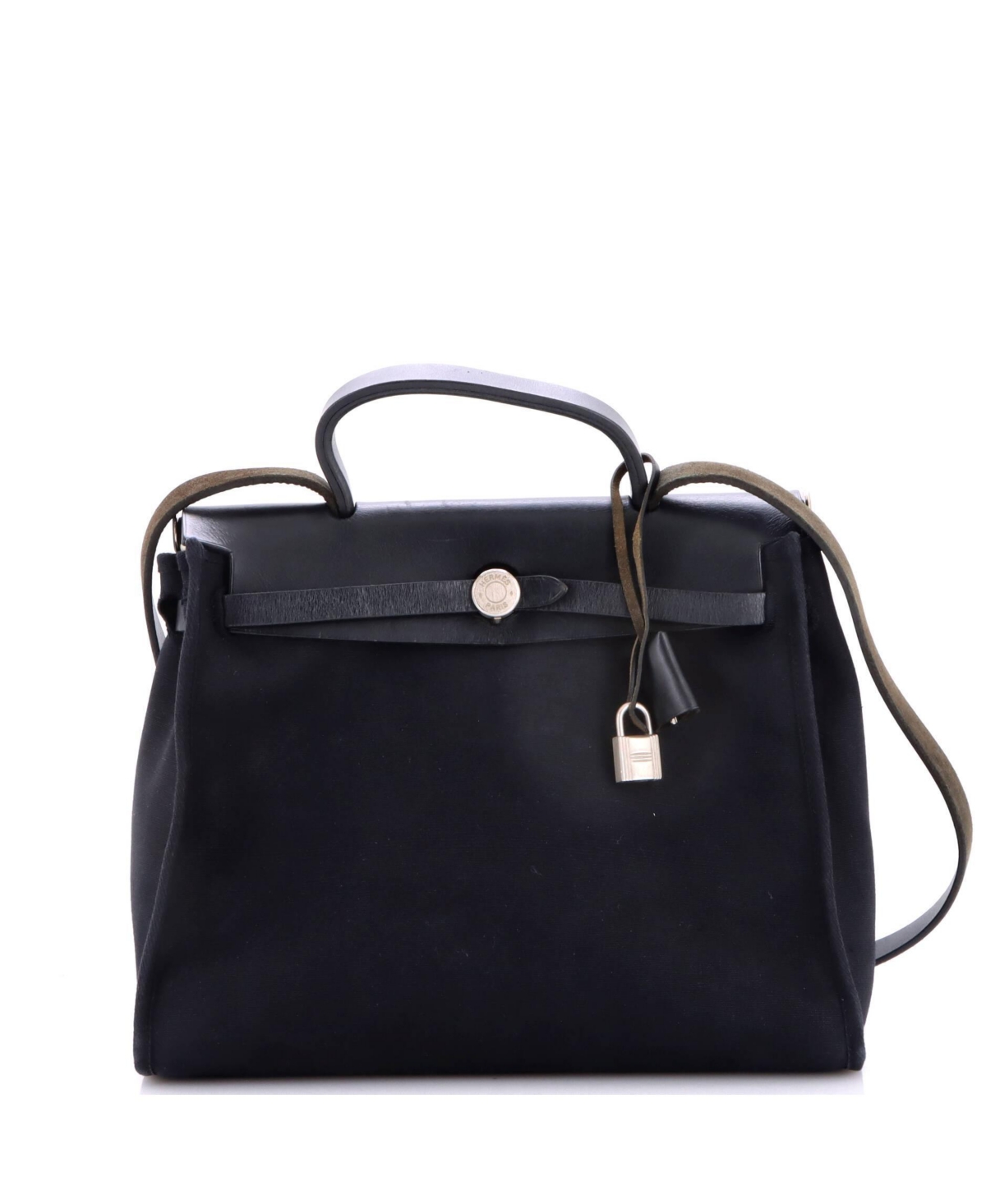 Click here for Pre-Owned Hermes Pm Herbag Toile and Leather - Bla... prices