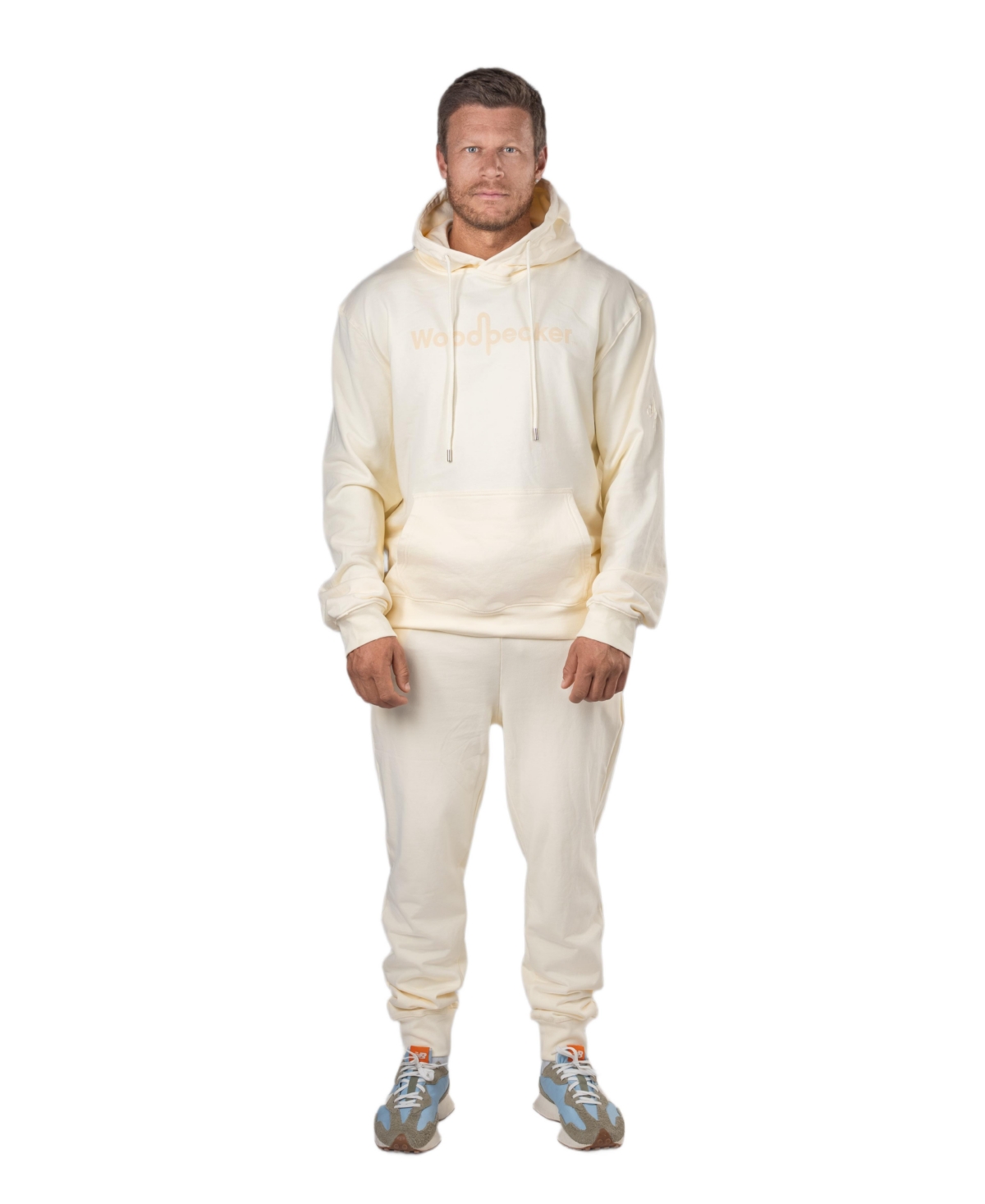 Click here for Woodpecker Mens Unisex Cotton Sweatsuit - Cream prices
