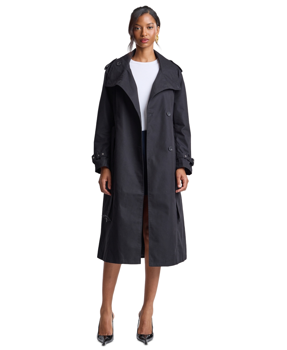 Click here for Avec Les Filles Womens Funnel Neck Slouchy Trench... prices