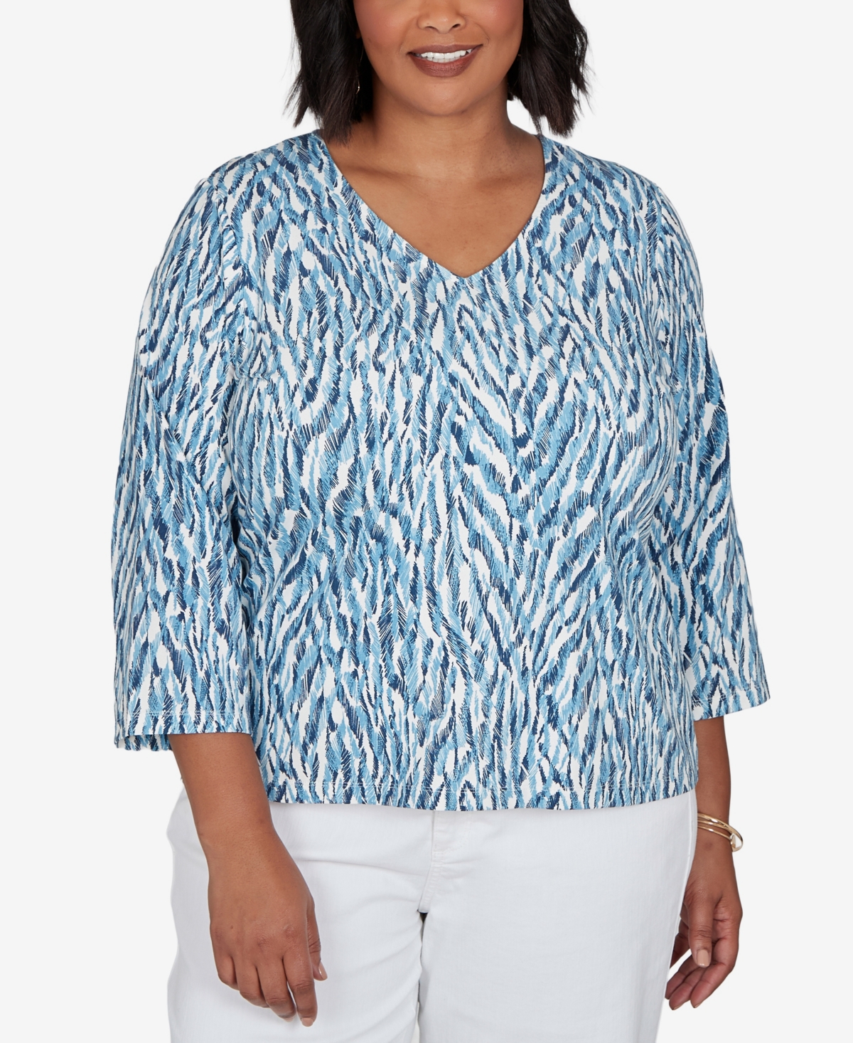 Click here for Heart Of Plam Plus Size Animal Print V-Neck Cotton... prices