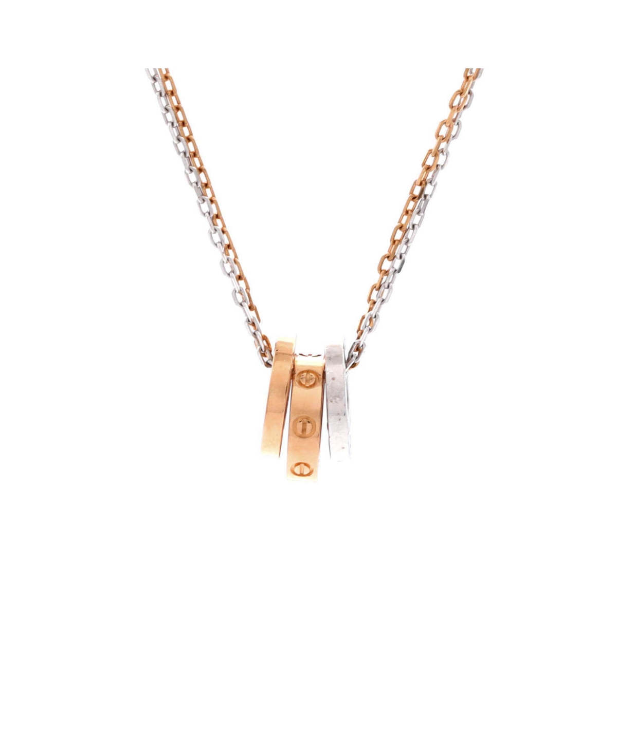 Click here for Pre-Owned Cartier Love 3 Ring Pendant Necklace - 1... prices
