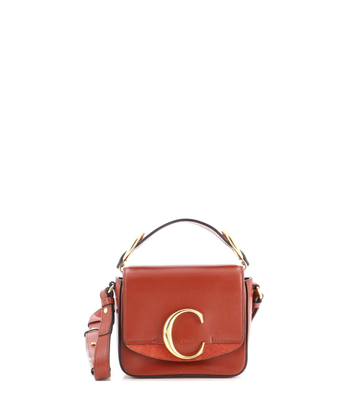 Click here for Pre-Owned Chloe Mini C Flap Bag Leather - Brown prices