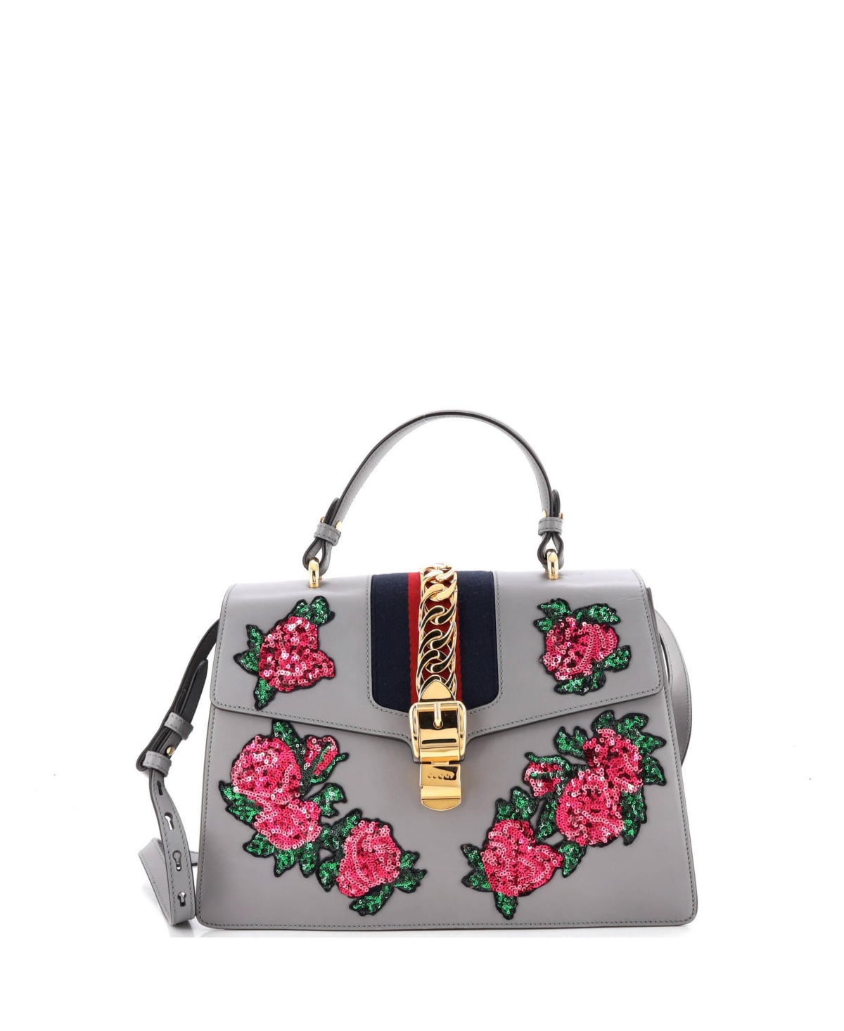 Click here for Pre-Owned Gucci Medium Sylvie Top Handle Bag Embro... prices