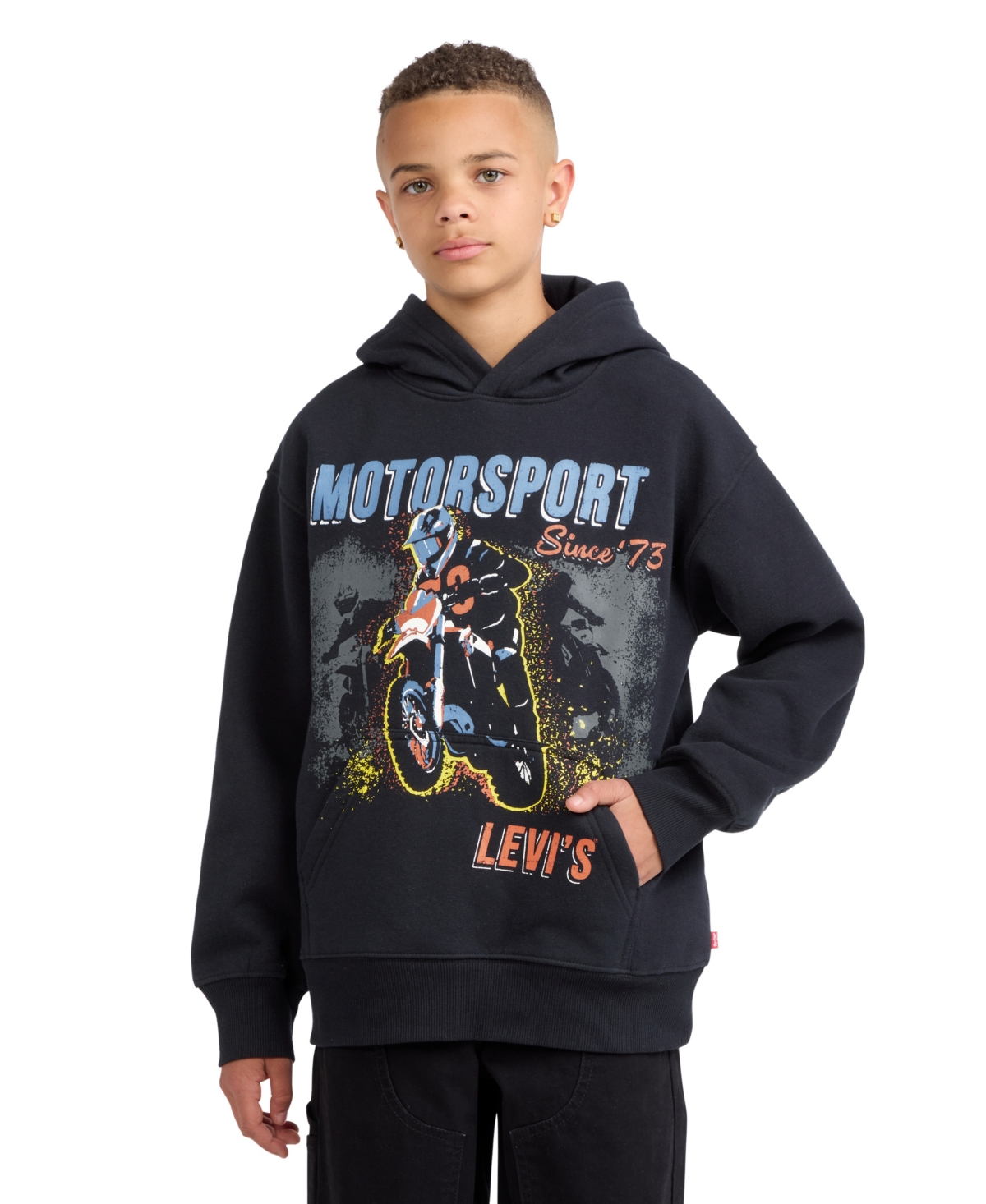 Click here for Levis Boys 8-20 Dirt Bike Graphic Hoodie - Jet Bla... prices