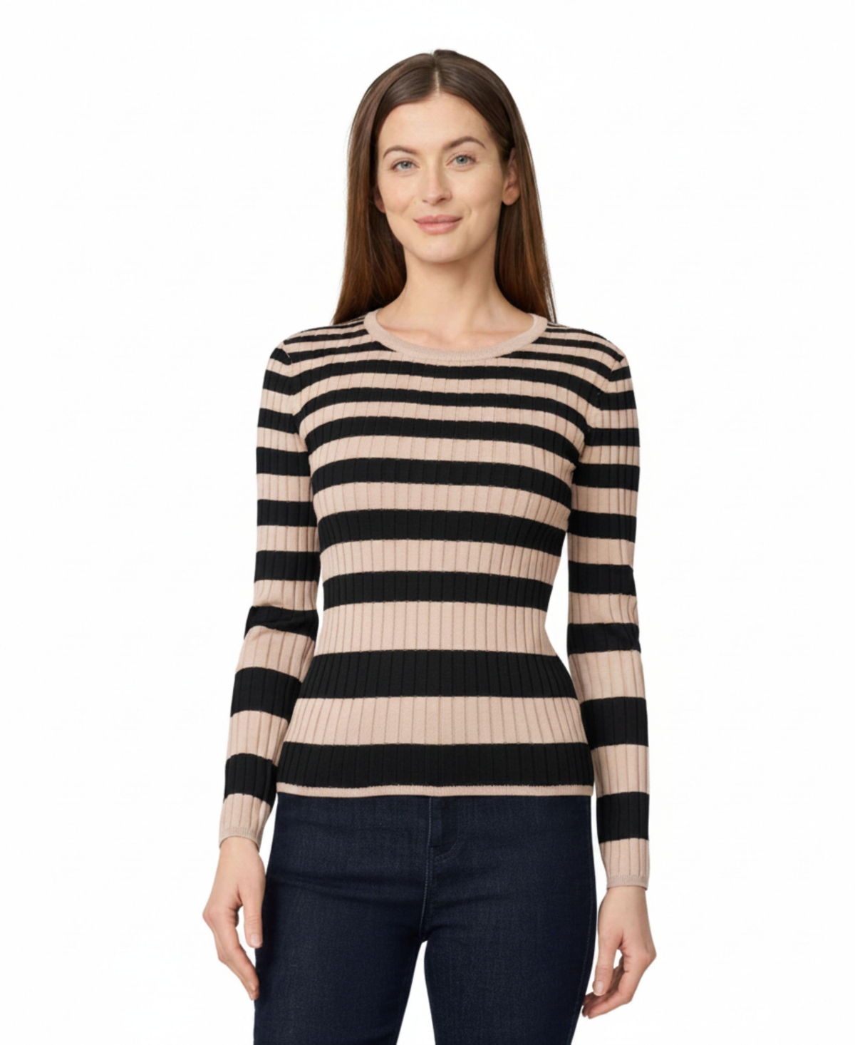 Click here for Melissa Paige Womens Striped Ribbed Crewneck Sweat... prices