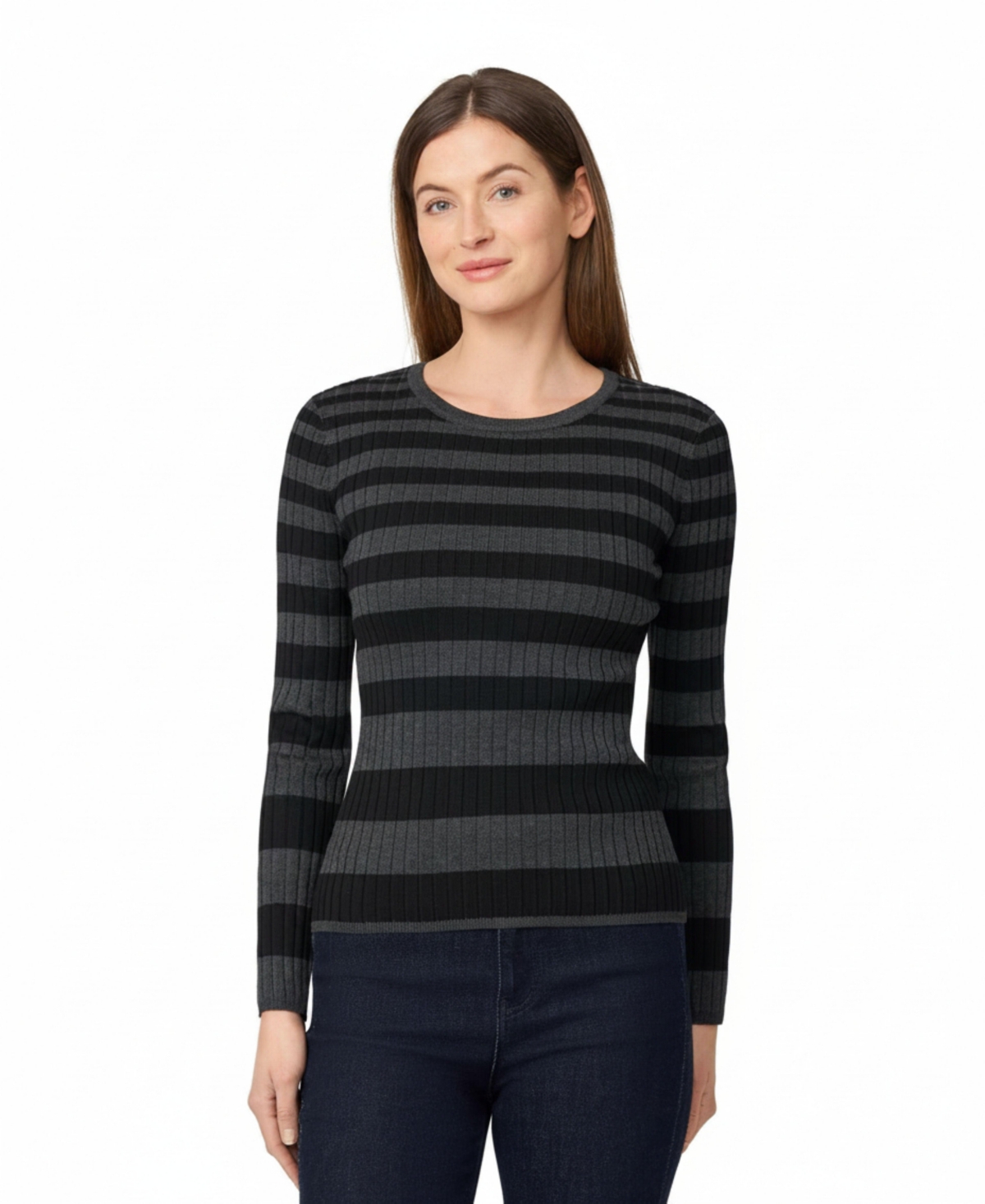Click here for Melissa Paige Womens Striped Ribbed Crewneck Sweat... prices