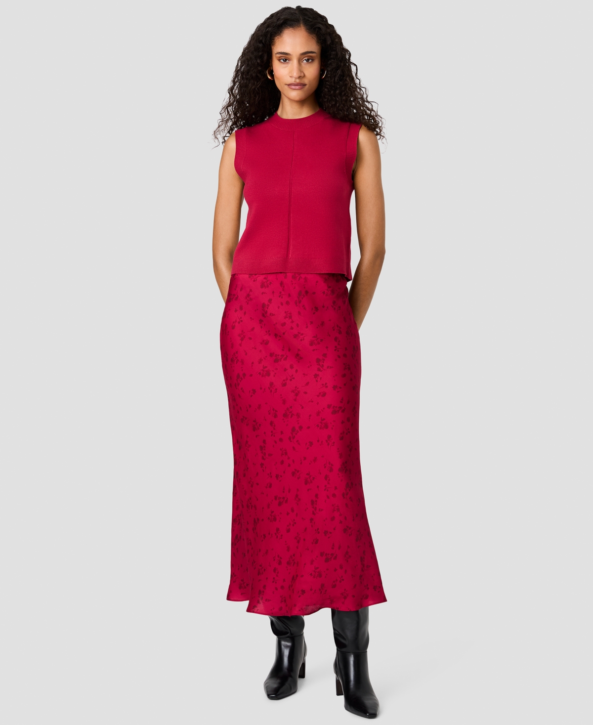 Click here for French Connection Womens Oona Floral-Print Satin M... prices