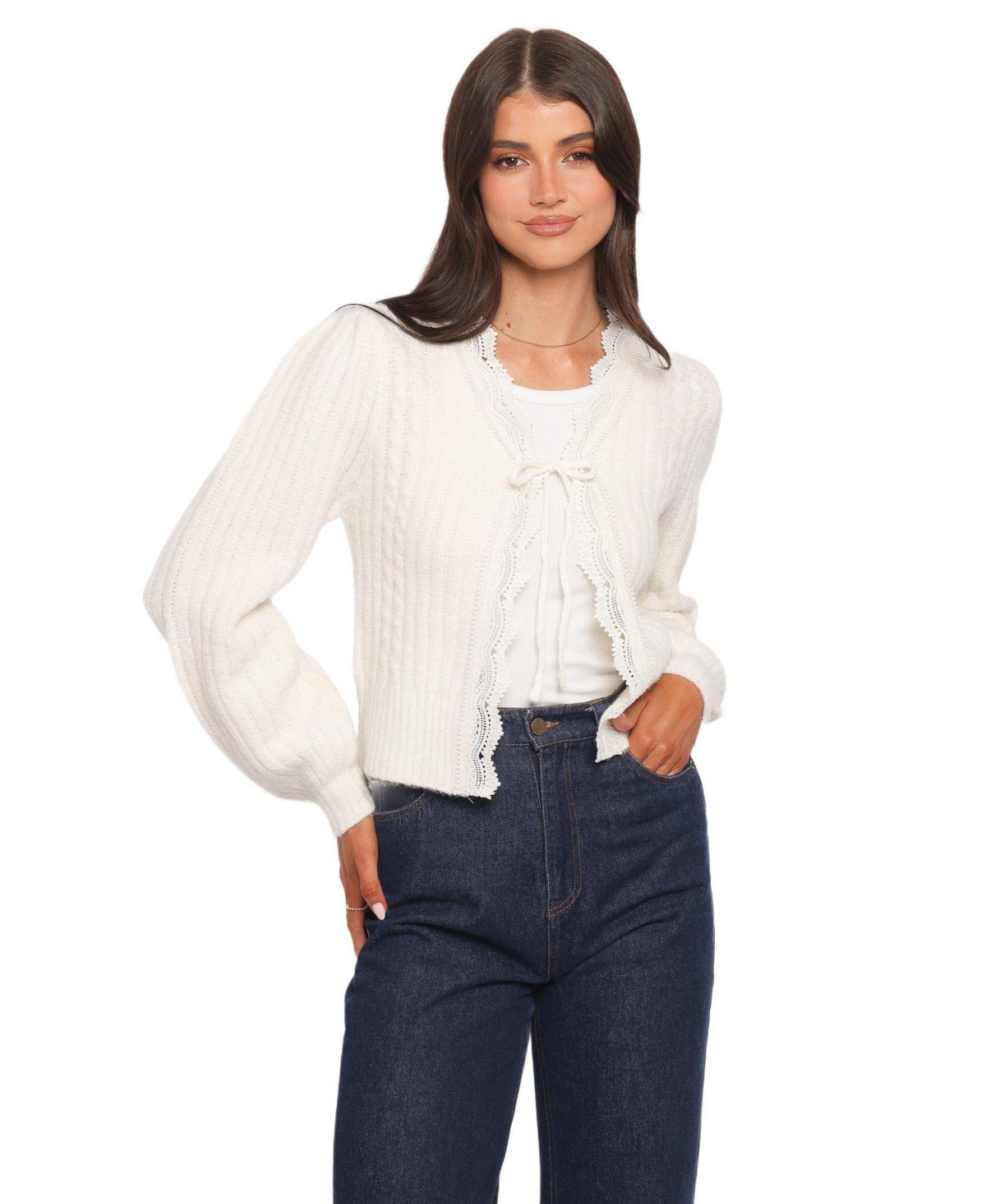 Click here for Petal and Pup Womens Silvie Lace Front-Tie Cardiga... prices