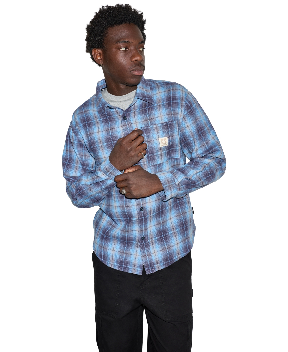 Click here for Converse Mens Plaid Work Shirt - Shady Multi prices