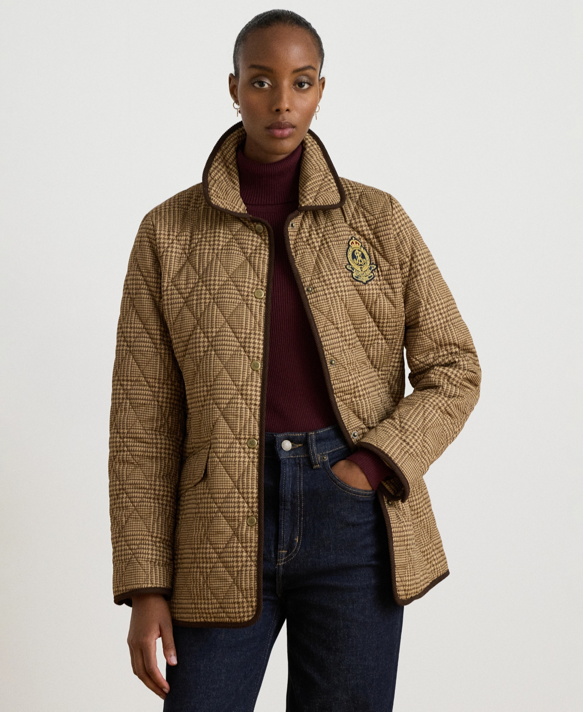 Click here for Lauren Ralph Lauren Womens Crested Quilt - Camel C... prices