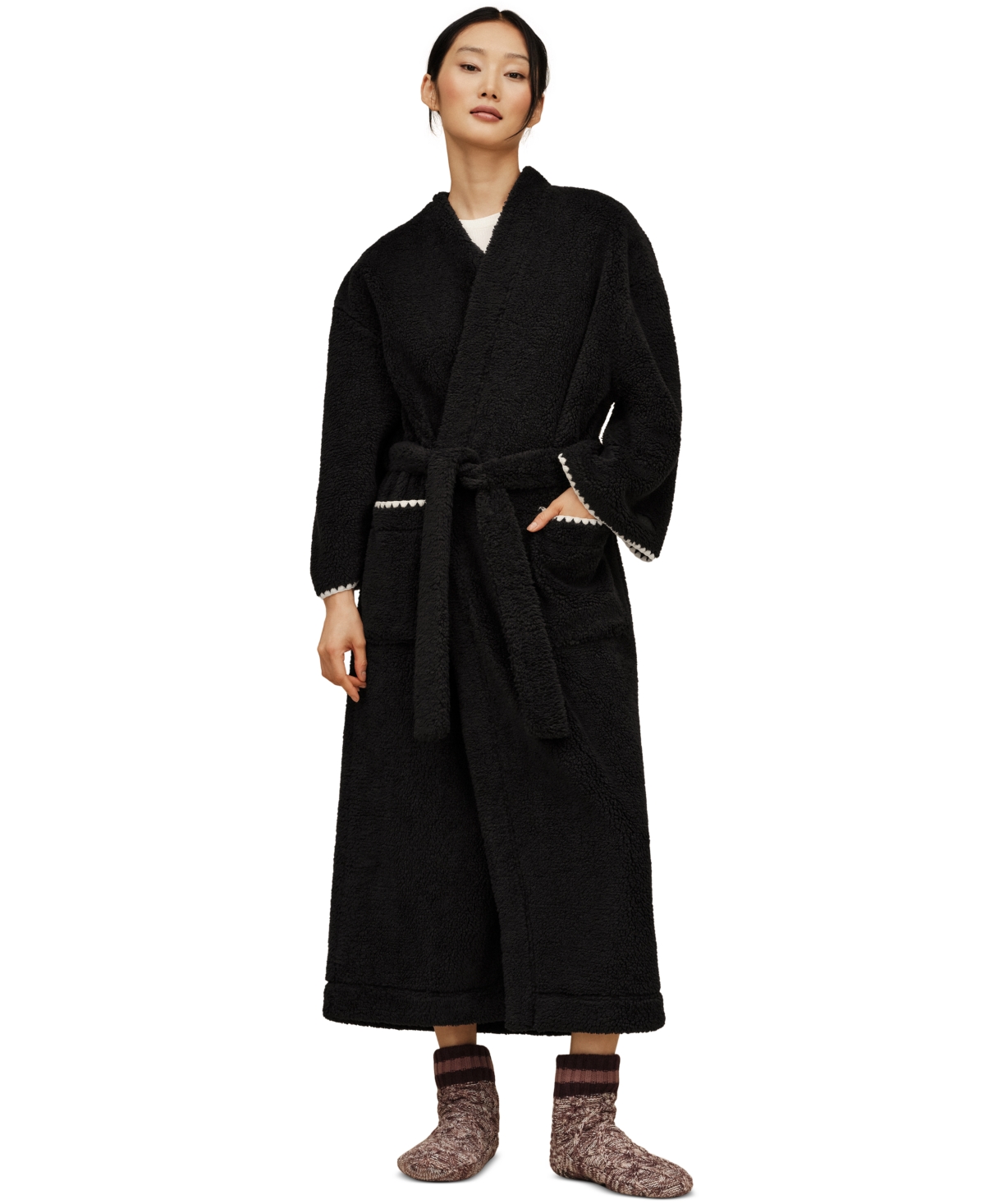 Click here for Ugg Womens Linet Fleece Long Robe - Black prices