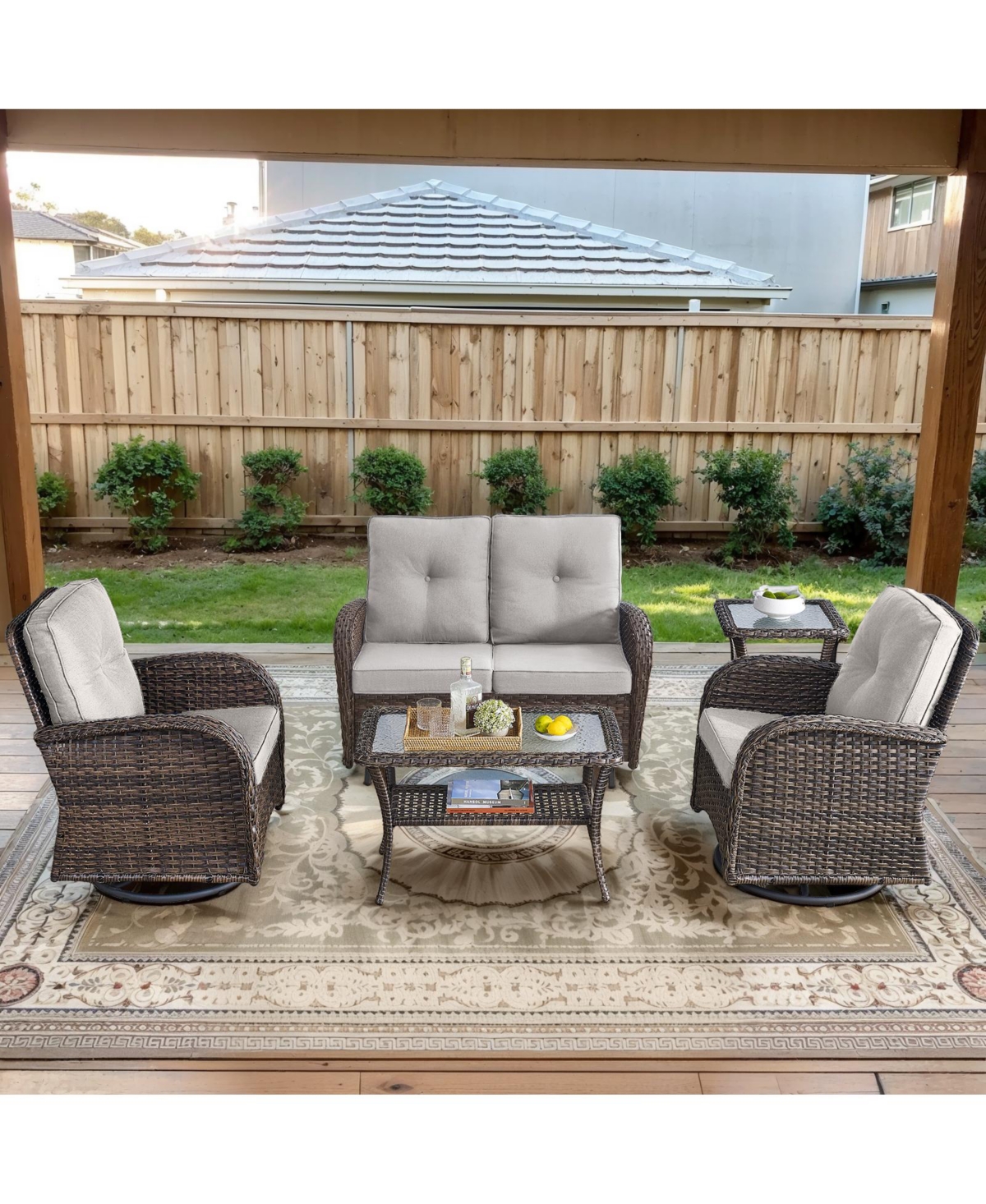 Click here for Bellefurn 5 -Piece Wicker Patio Sofa Conversation... prices