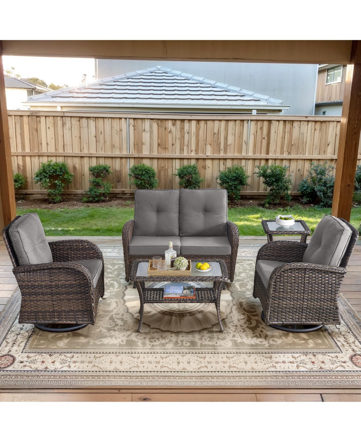 Click here for Bellefurn 5 -Piece Wicker Patio Sofa Conversation... prices