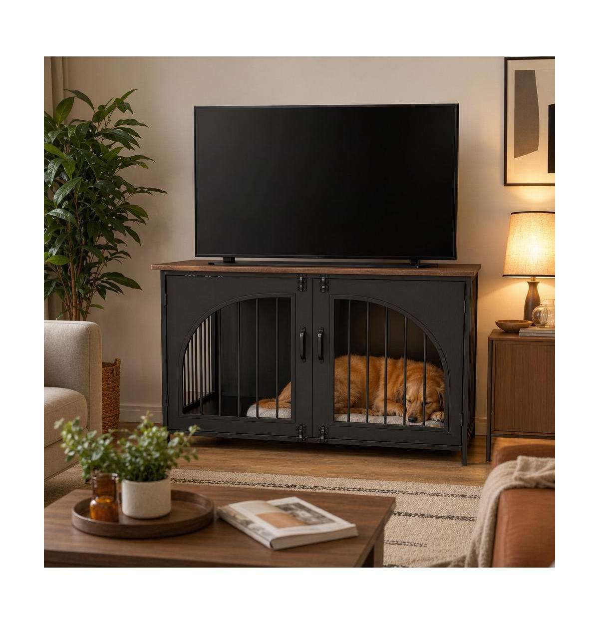 Click here for gaomon Dog Crate Tv Stand - Black prices