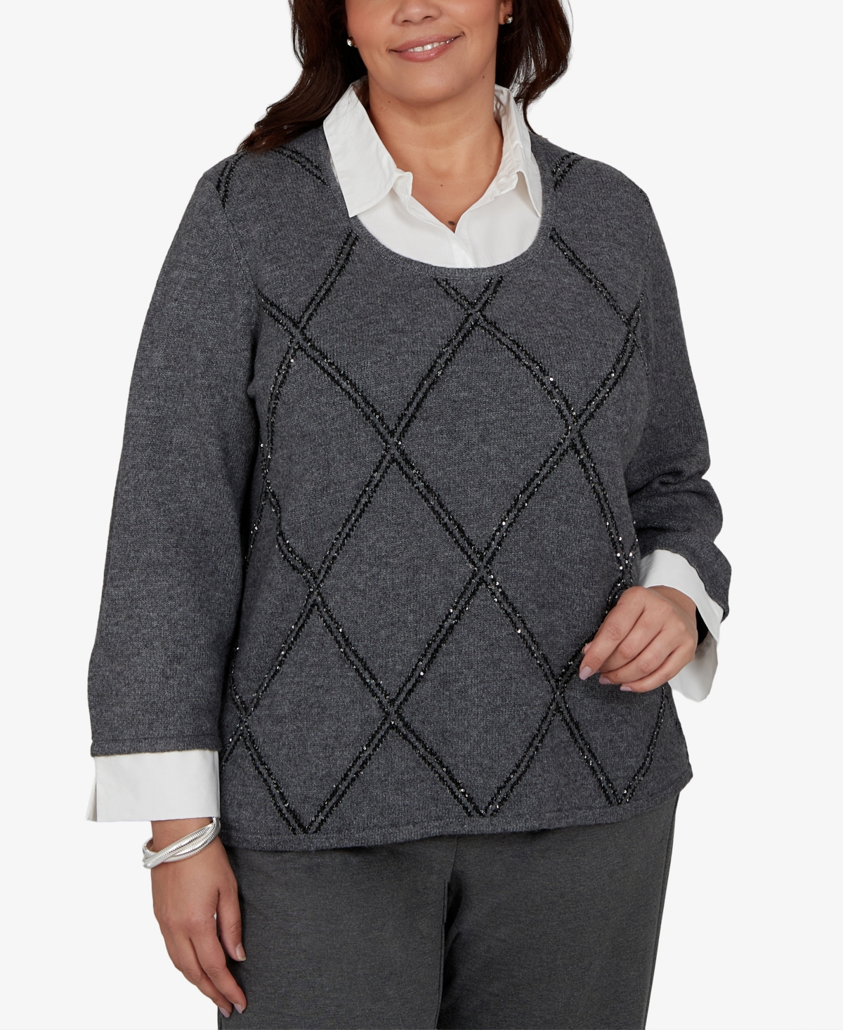 Click here for Alfred Dunner Plus Size Sequin 3/4-Length Sleeve S... prices