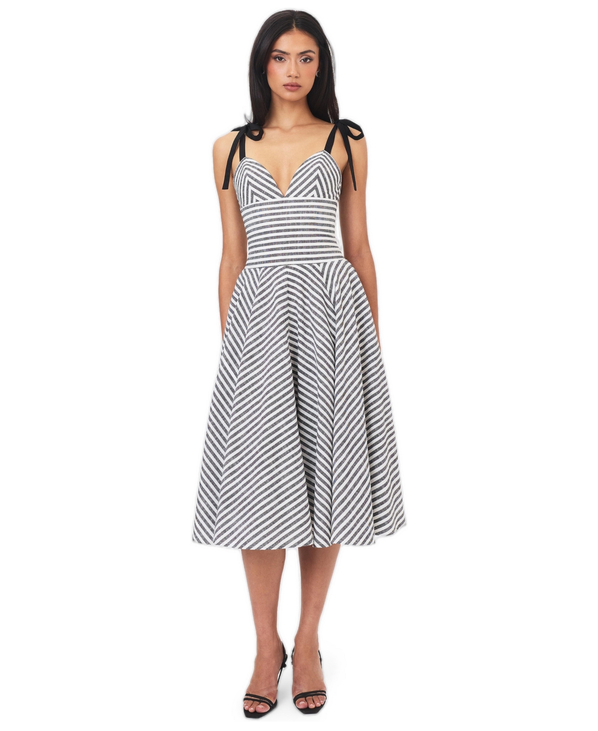 Click here for Miss Circle Womens Riley Black and White Striped L... prices
