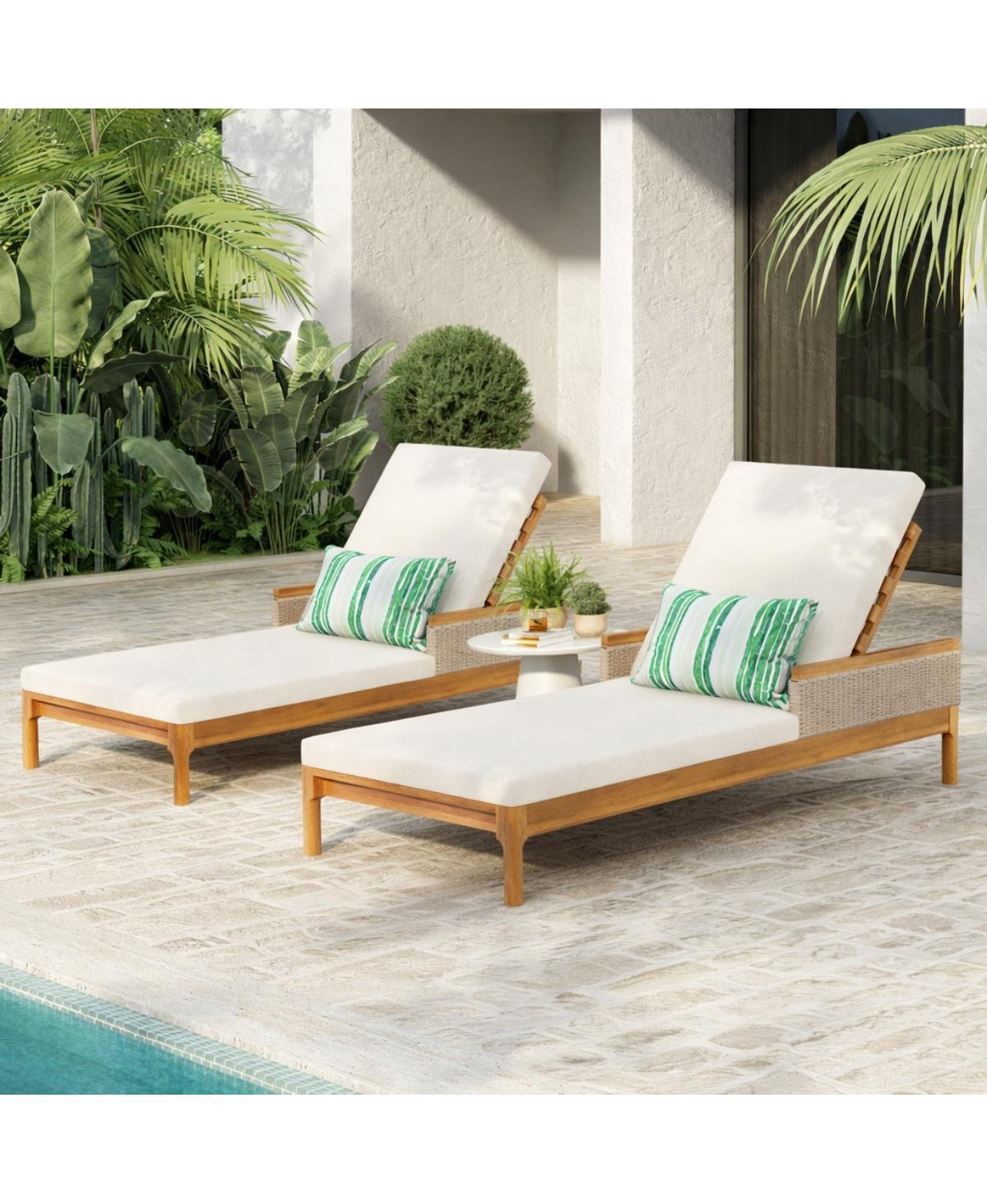 Click here for Asagikoiai Set of 2 Acacia Wood Chaise Lounge with... prices