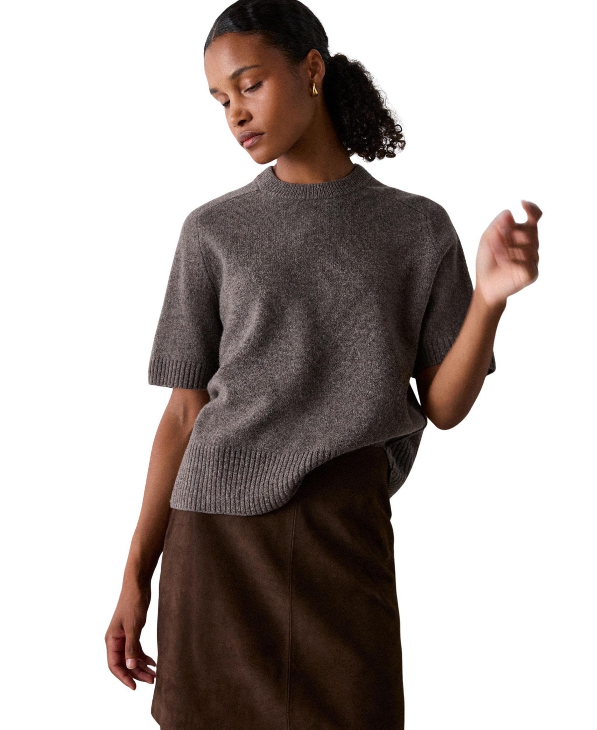 Click here for Whistles Womens Wool Knitted Tee - Neutral prices