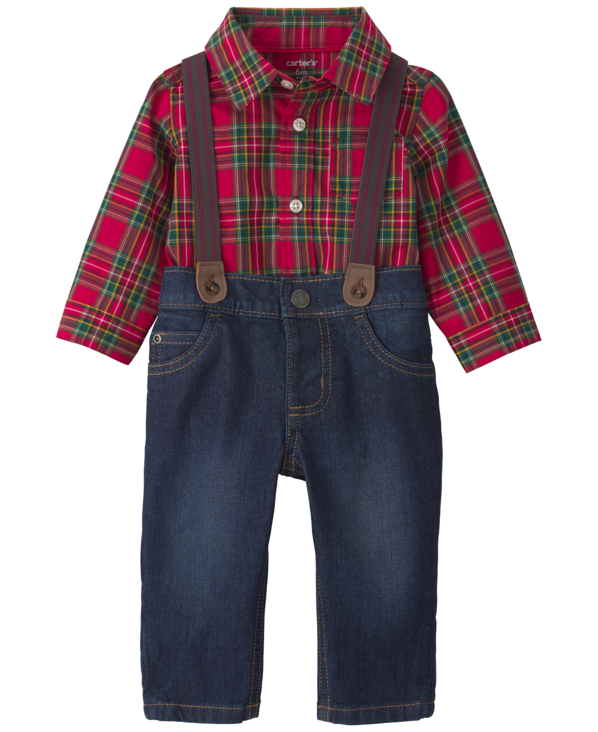Click here for Carters Baby Boys Plaid Long-Sleeve Bodysuit and S... prices