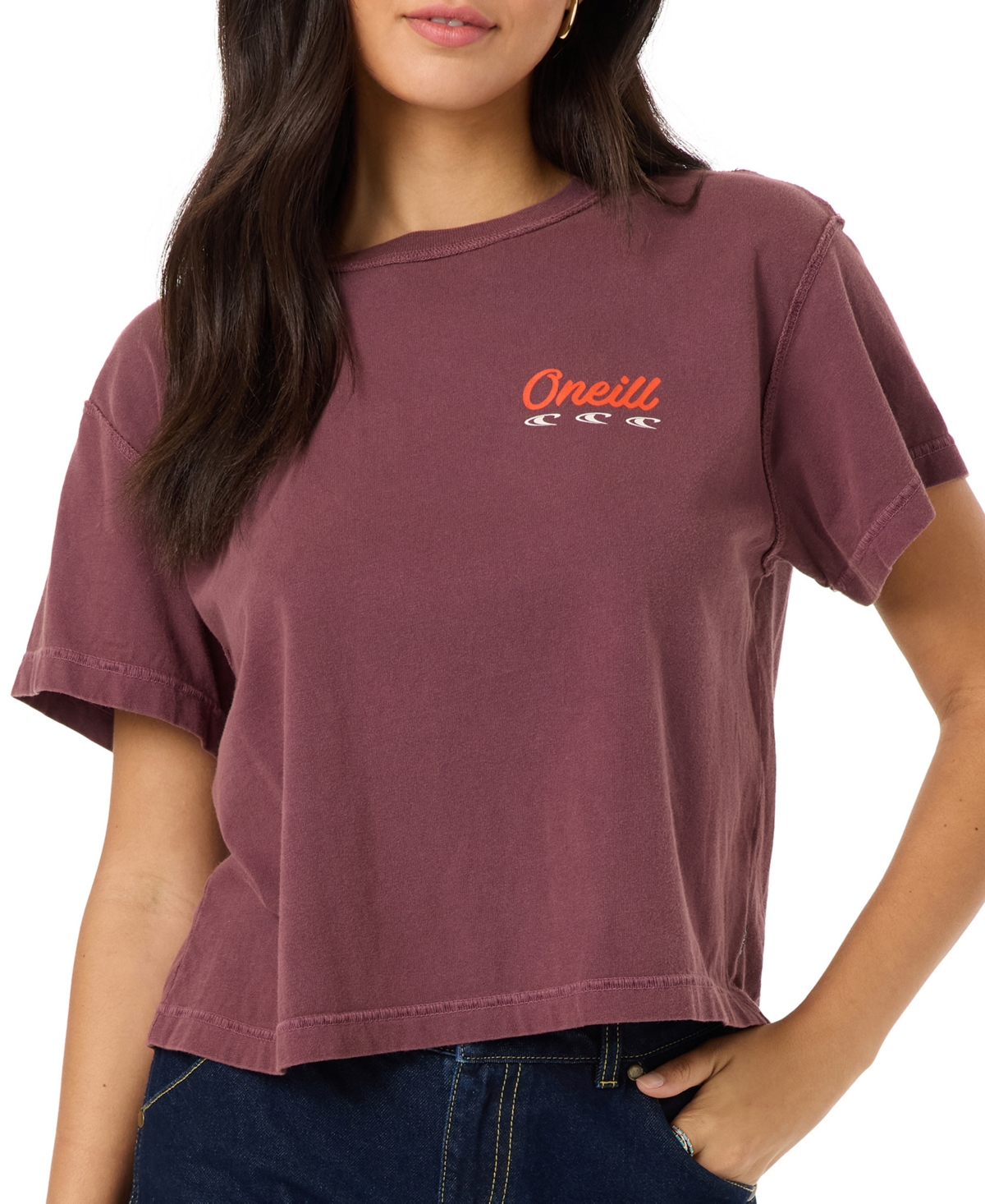 Click here for ONeill Womens Lefty Retro Graphic Boxy Tee - Fig prices