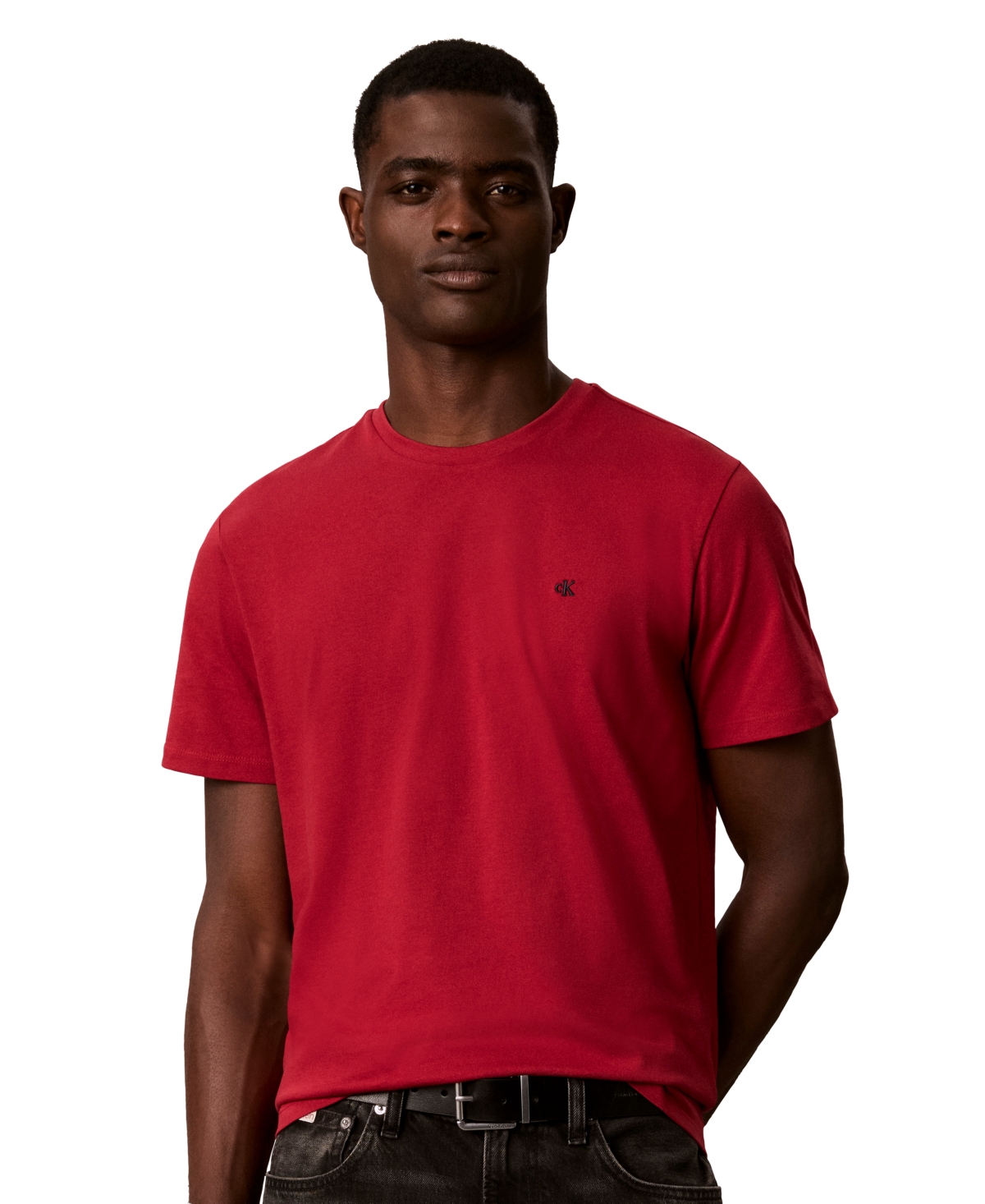 Click here for Calvin Klein Mens Solid Crewneck T-Shirt - Rio Red prices