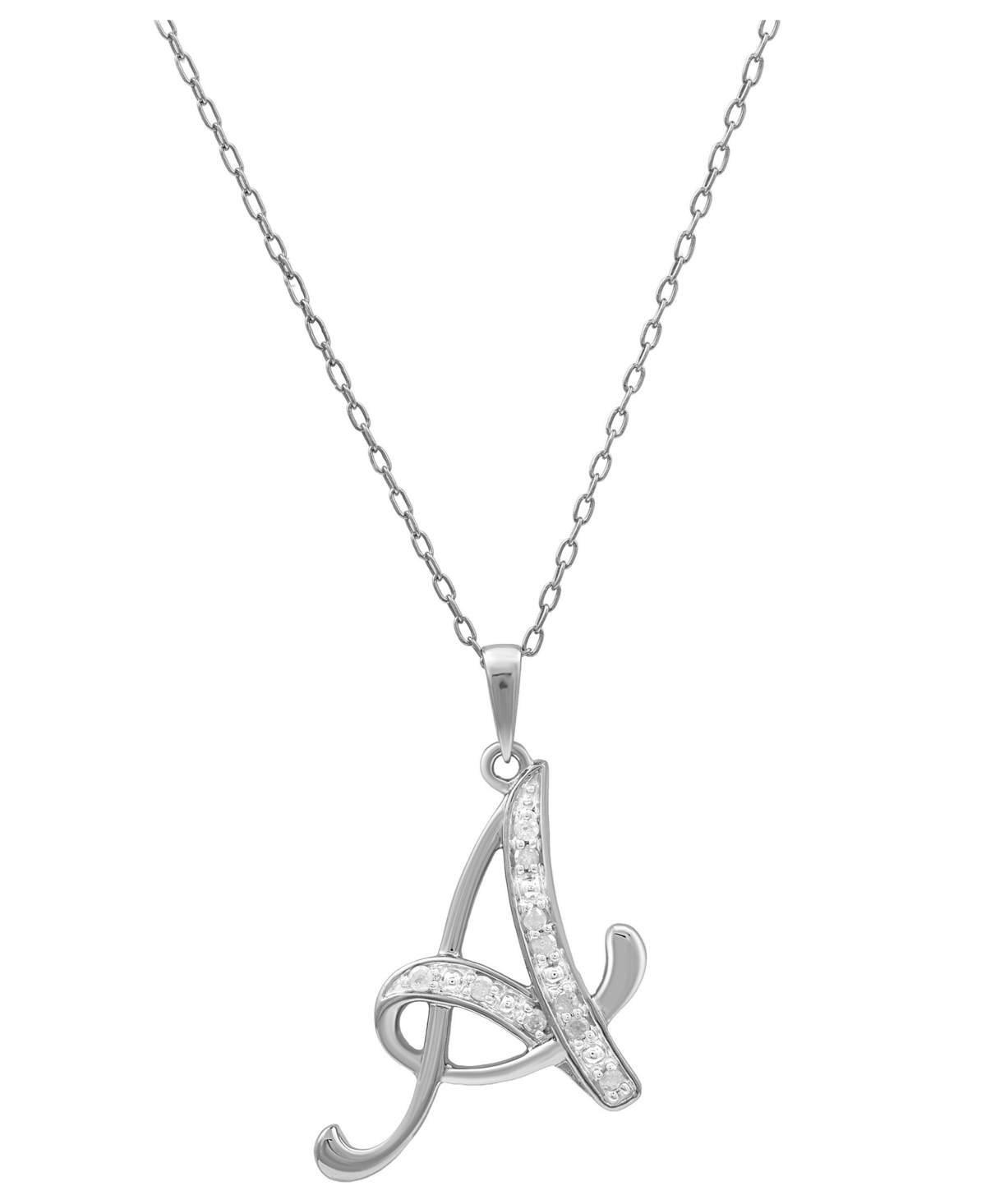 Click here for Diamond A Initial 18 Pendant Necklace (1/10 ct. t.... prices