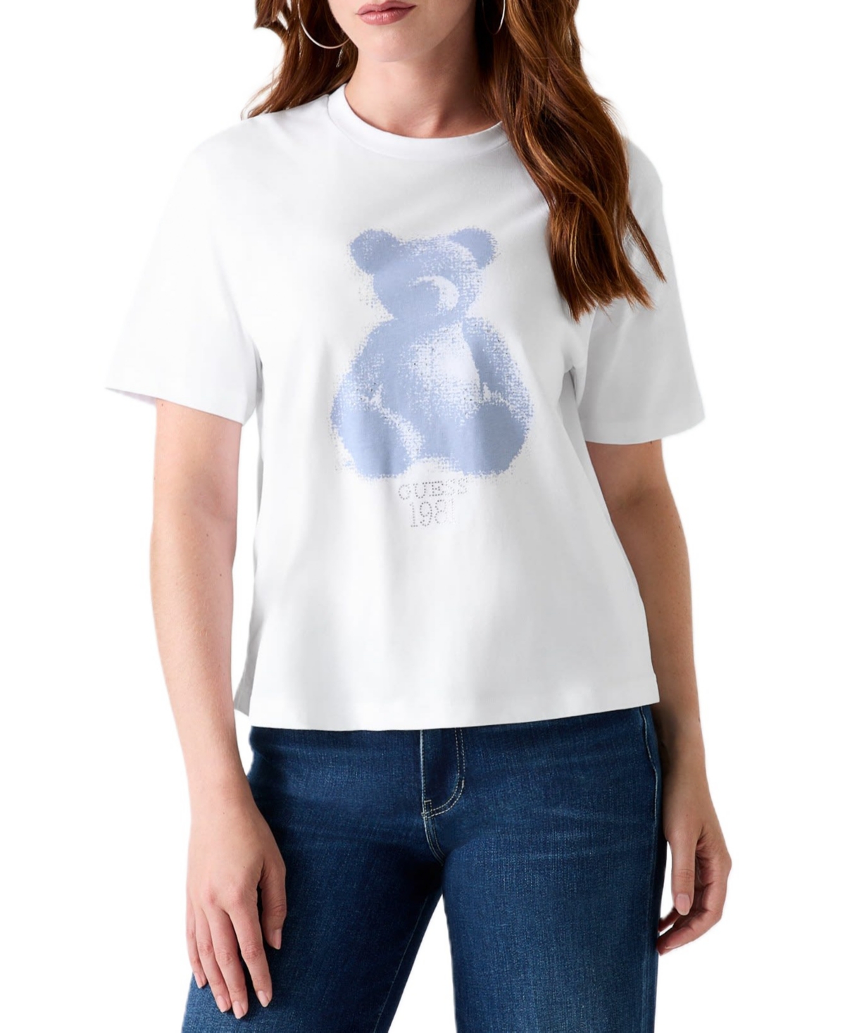 Click here for Guess Womens Bear Crewneck Rhinestone-Graphic T-Sh... prices