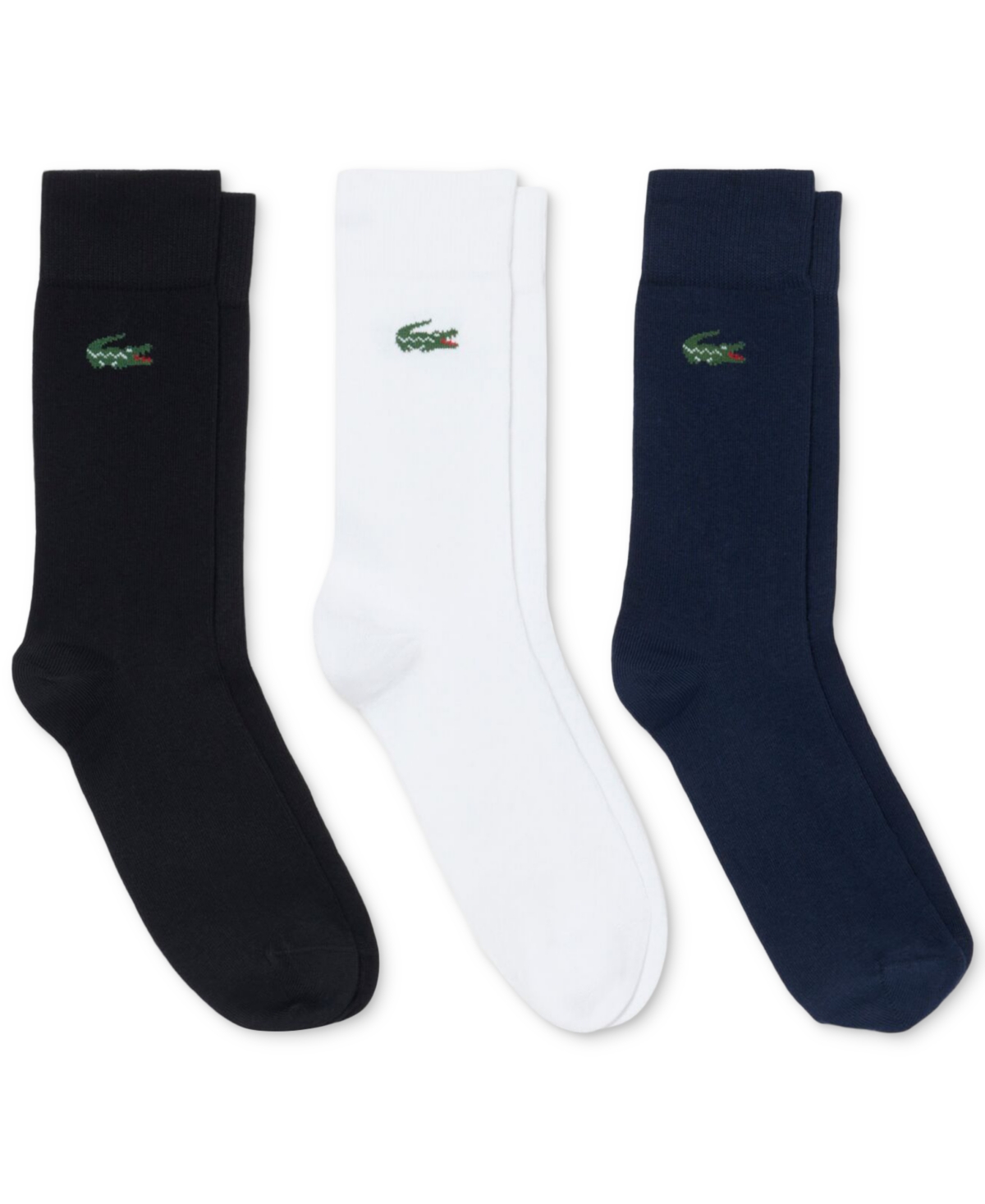 Click here for Lacoste Mens & Womens Ribbed-Cuff Crew Socks  3-Pa... prices