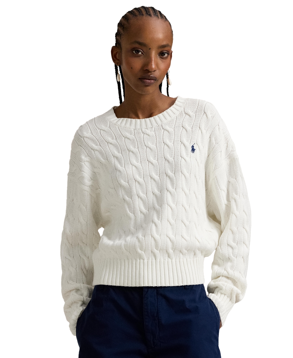 Click here for Polo Ralph Lauren Womens Cable-Knit Crewneck Sweat... prices