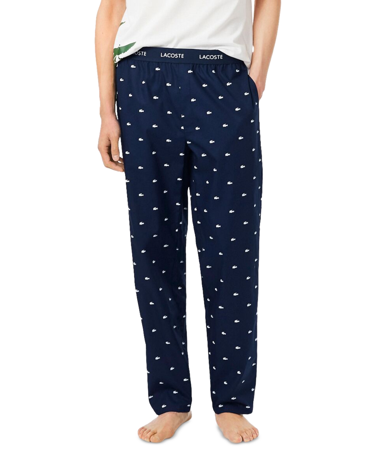Click here for Lacoste Mens Cotton Crocodile Print Pajama Pants -... prices