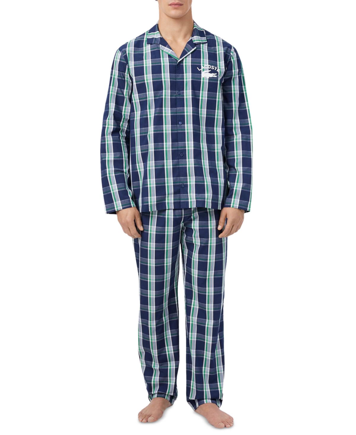 Click here for Lacoste Mens Flannel V-Neck Pajama  2-Piece Set -... prices