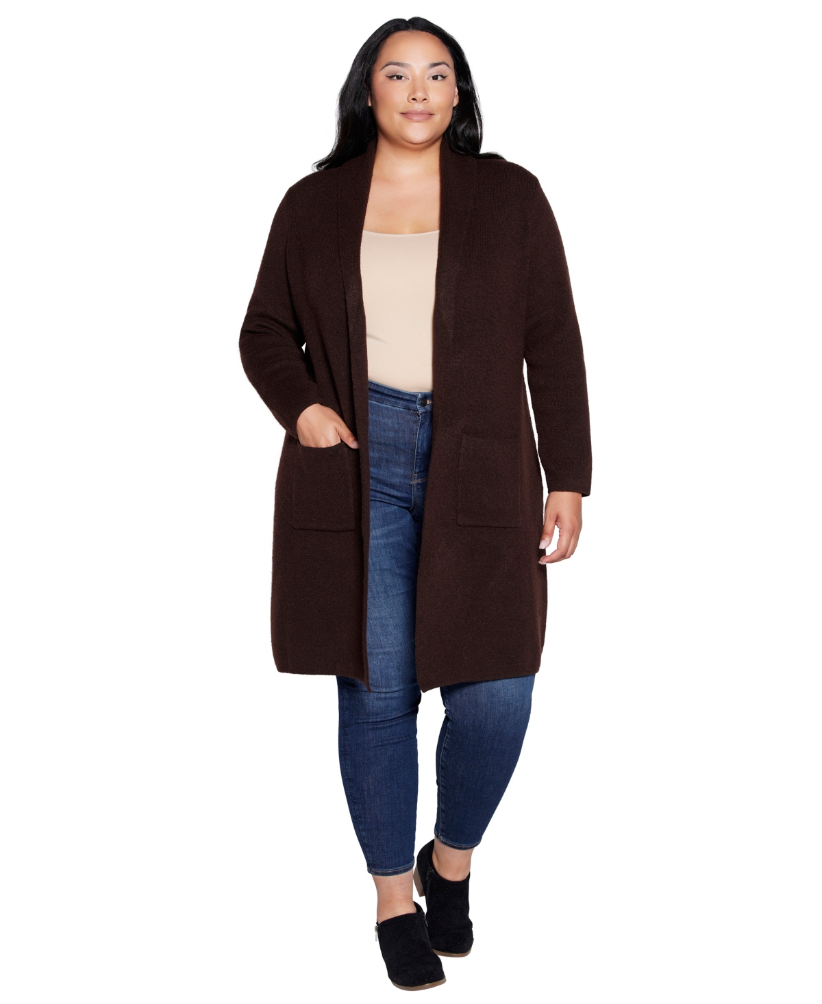 Click here for Belldini Plus Size Duster Shawl Collar Long-Sleeve... prices