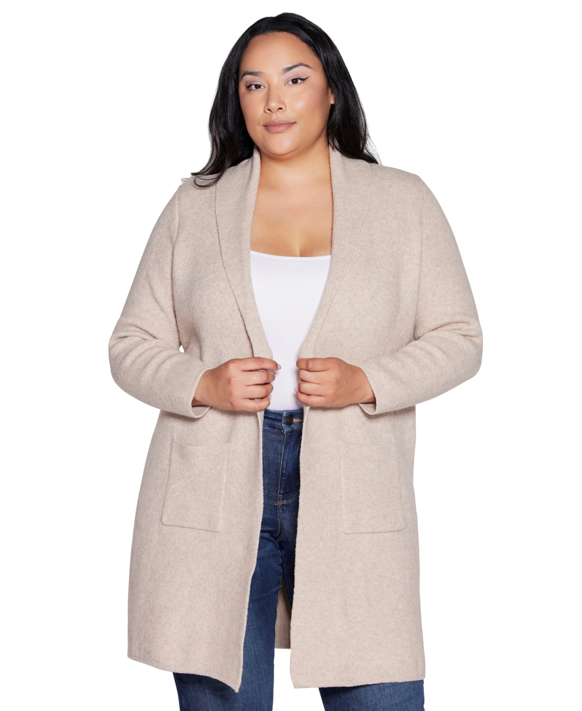 Click here for Belldini Plus Size Duster Shawl Collar Long-Sleeve... prices