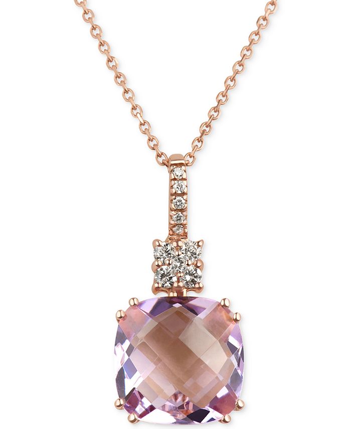 Macy's Rose Amethyst (6 ct. t.w.) and Diamond (1/5 ct. t.w.) Pendant ...