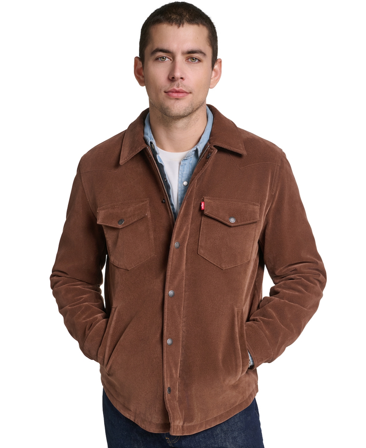 Click here for Levis Mens Faux Suede Western Shirt Jacket - SUEDE... prices
