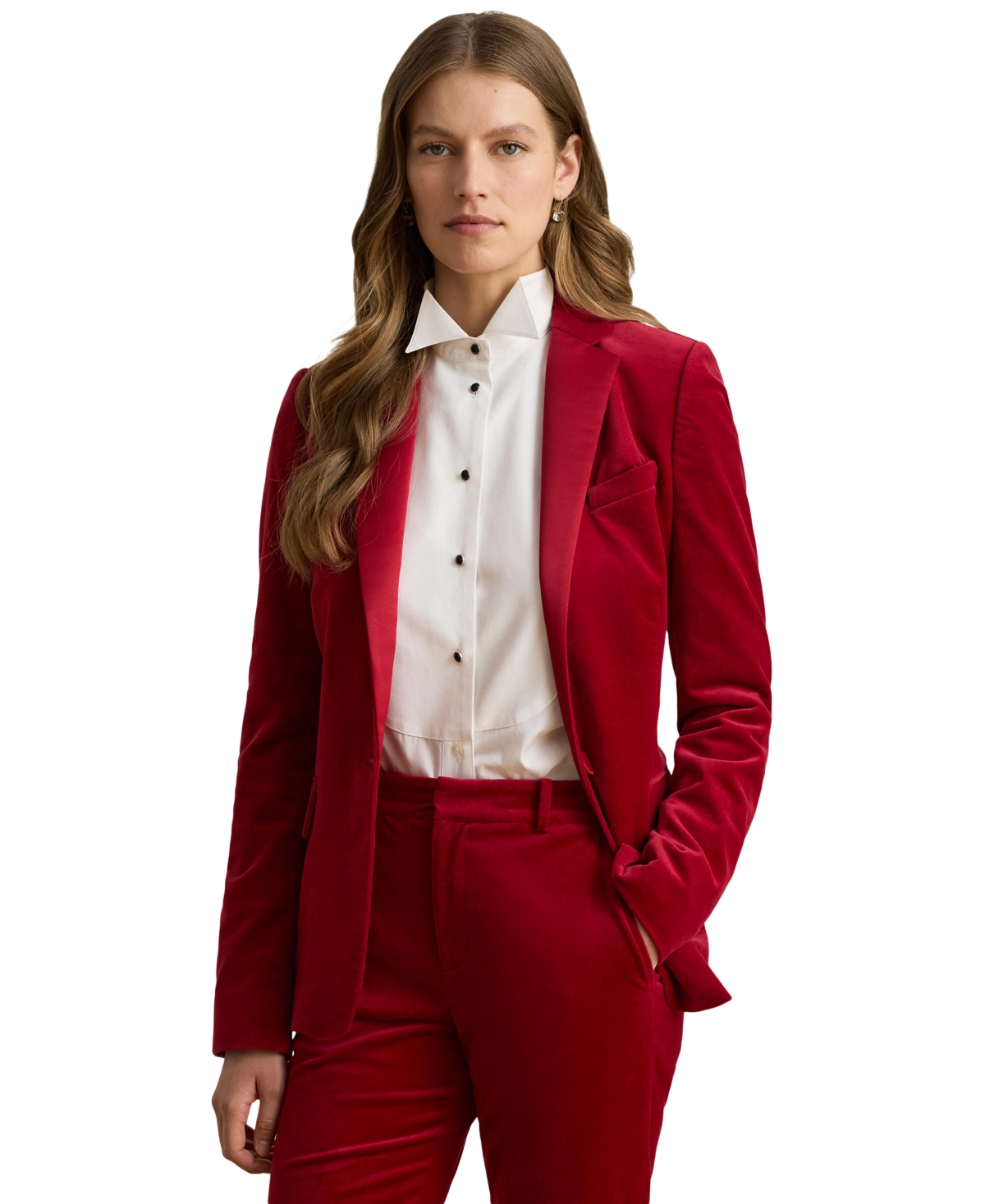 Click here for Lauren Ralph Lauren Womens Stretch Velvet Blazer -... prices