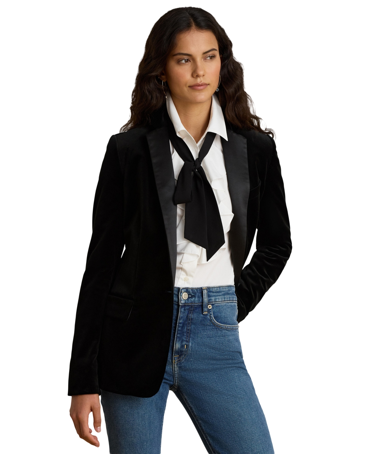 Click here for Lauren Ralph Lauren Womens Stretch Velvet Blazer -... prices