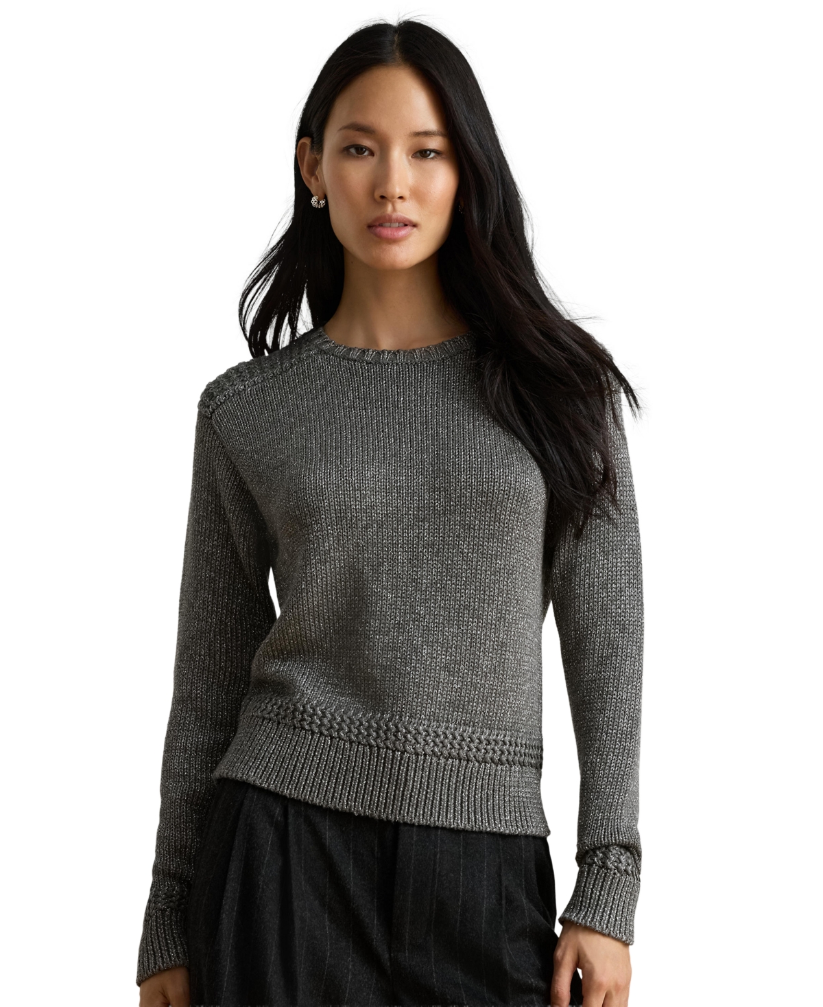 Click here for Lauren Ralph Lauren Womens Metallic Cotton-Blend C... prices