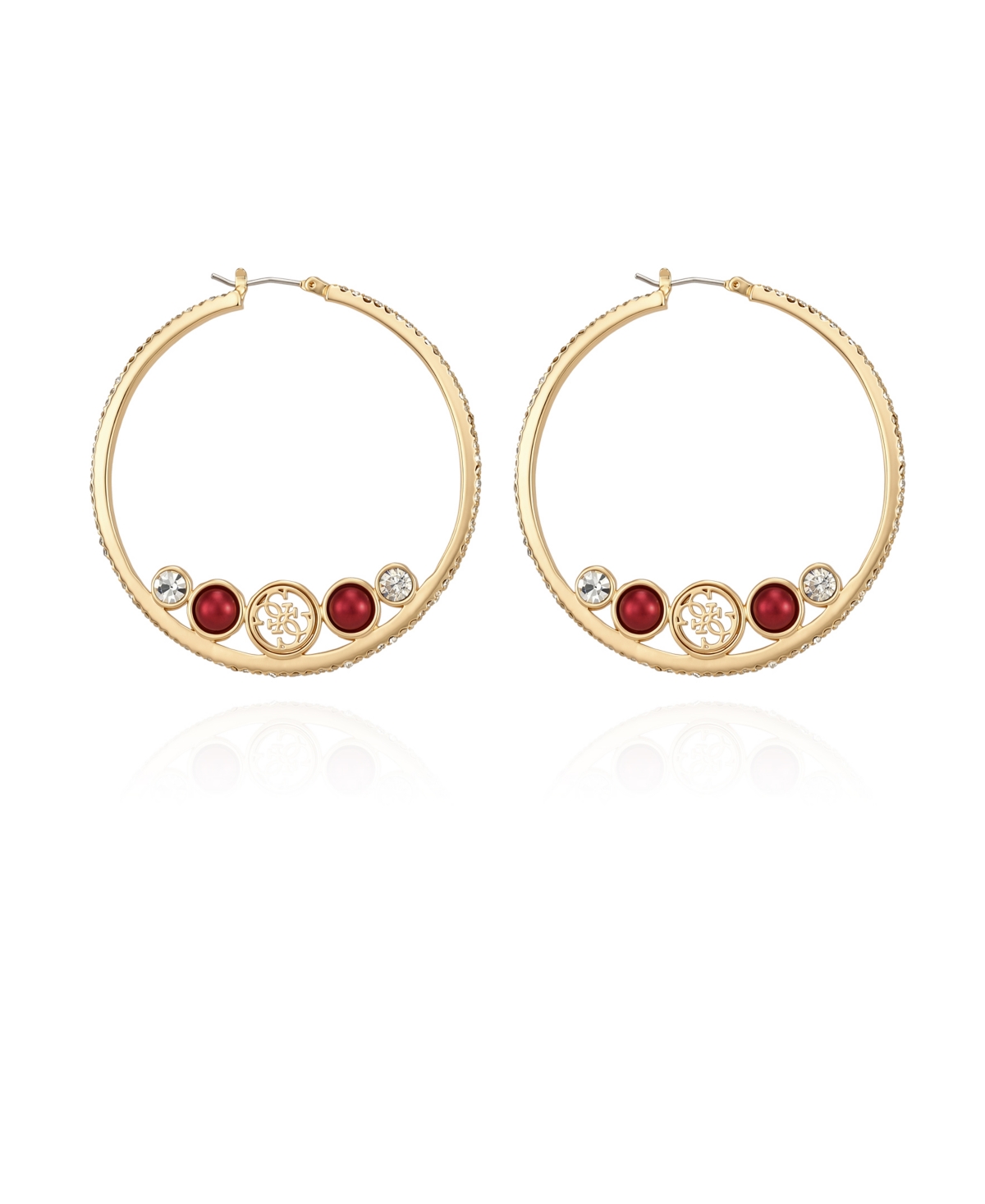 Click here for Guess Gold-Tone Imitation Pearl & Crystal Hoop Ear... prices