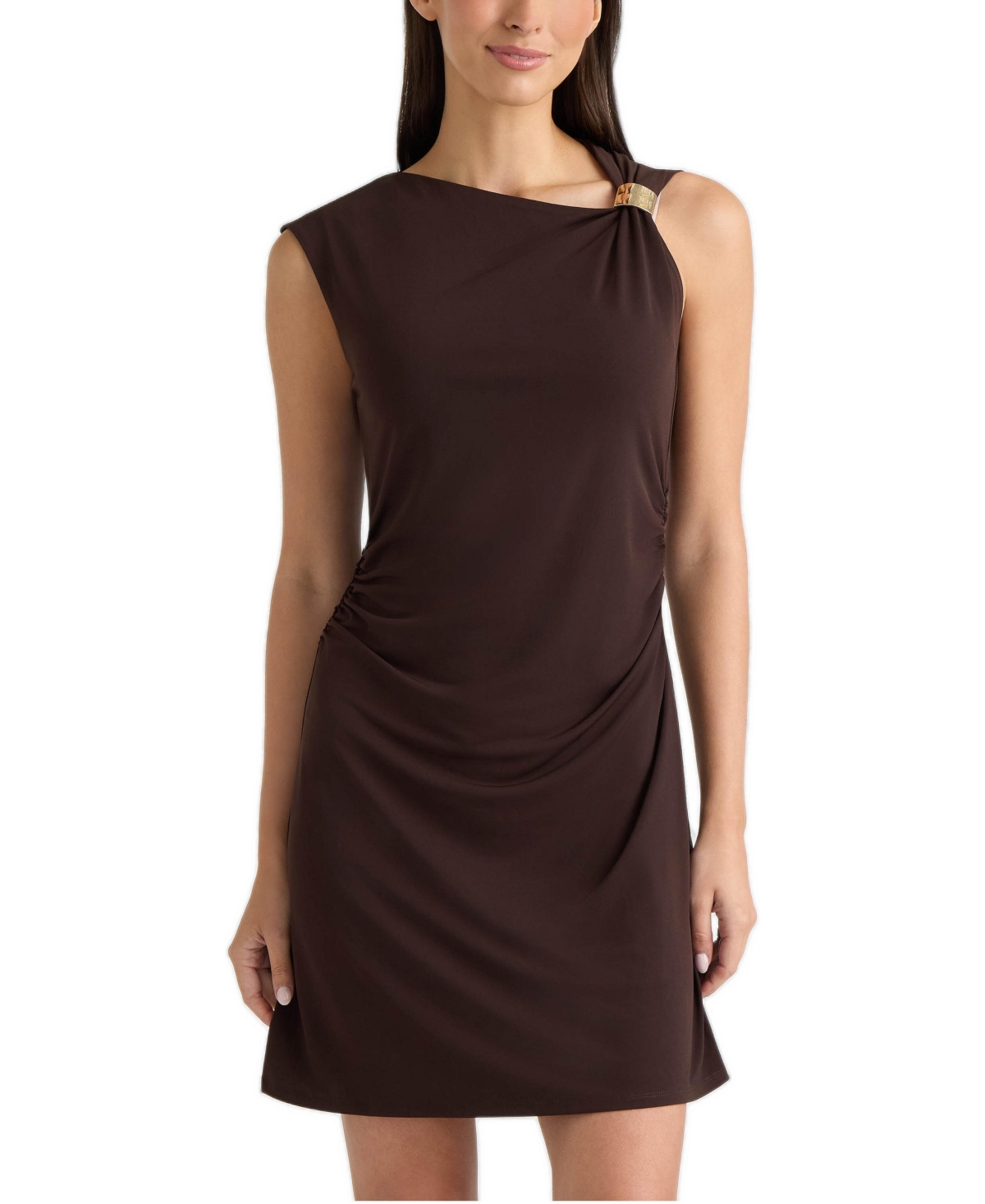 Click here for Ellen Tracy Womens Asymmetrical Neckline Knit Mini... prices