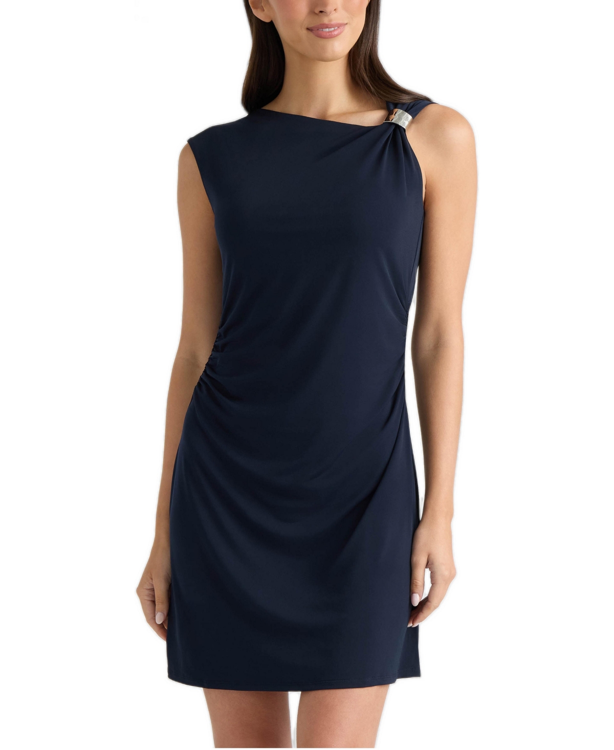 Click here for Ellen Tracy Womens Asymmetrical Neckline Knit Mini... prices