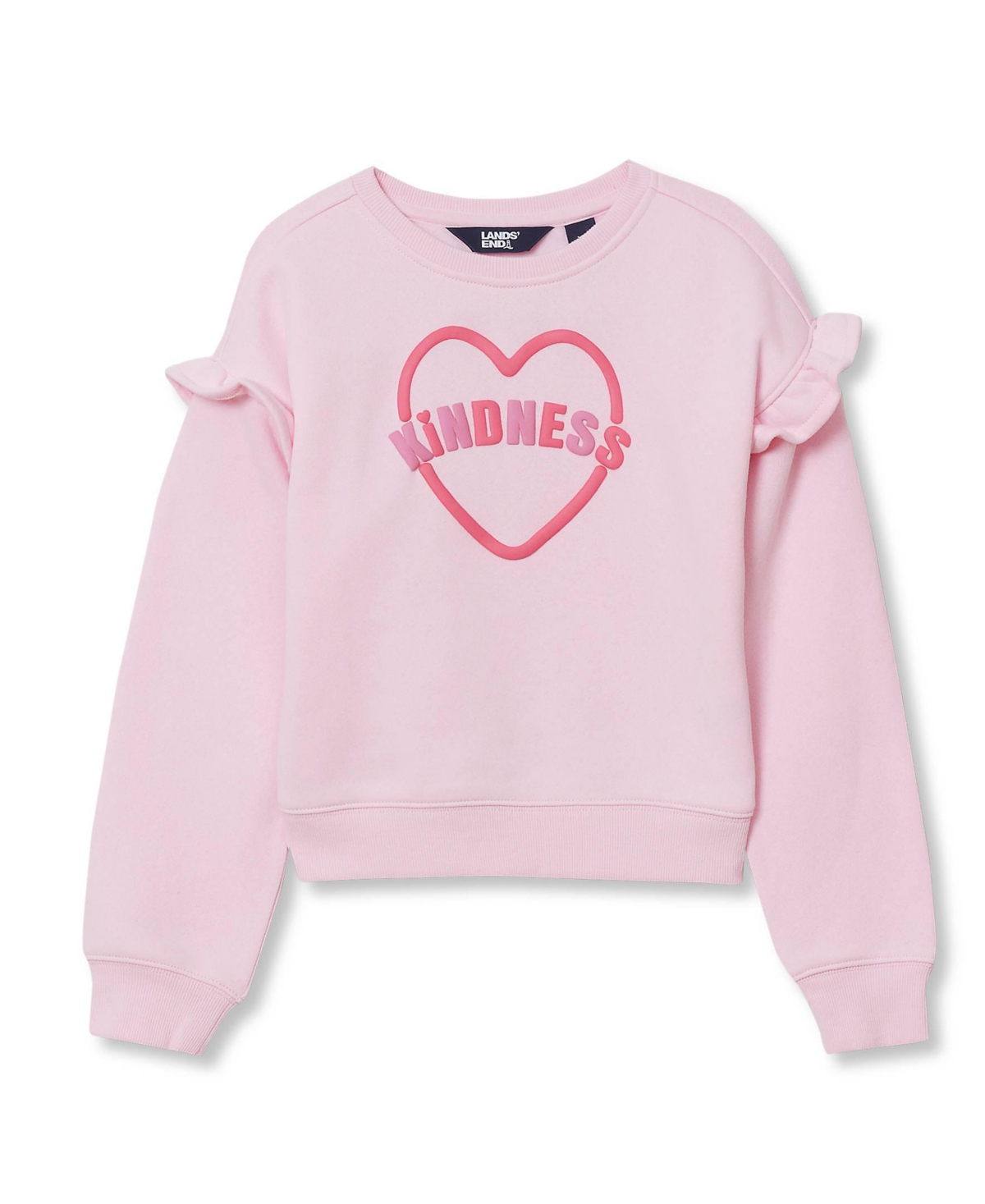 Click here for Lands End Girls Long Sleeve Ruffle Sweatshirt - Pu... prices