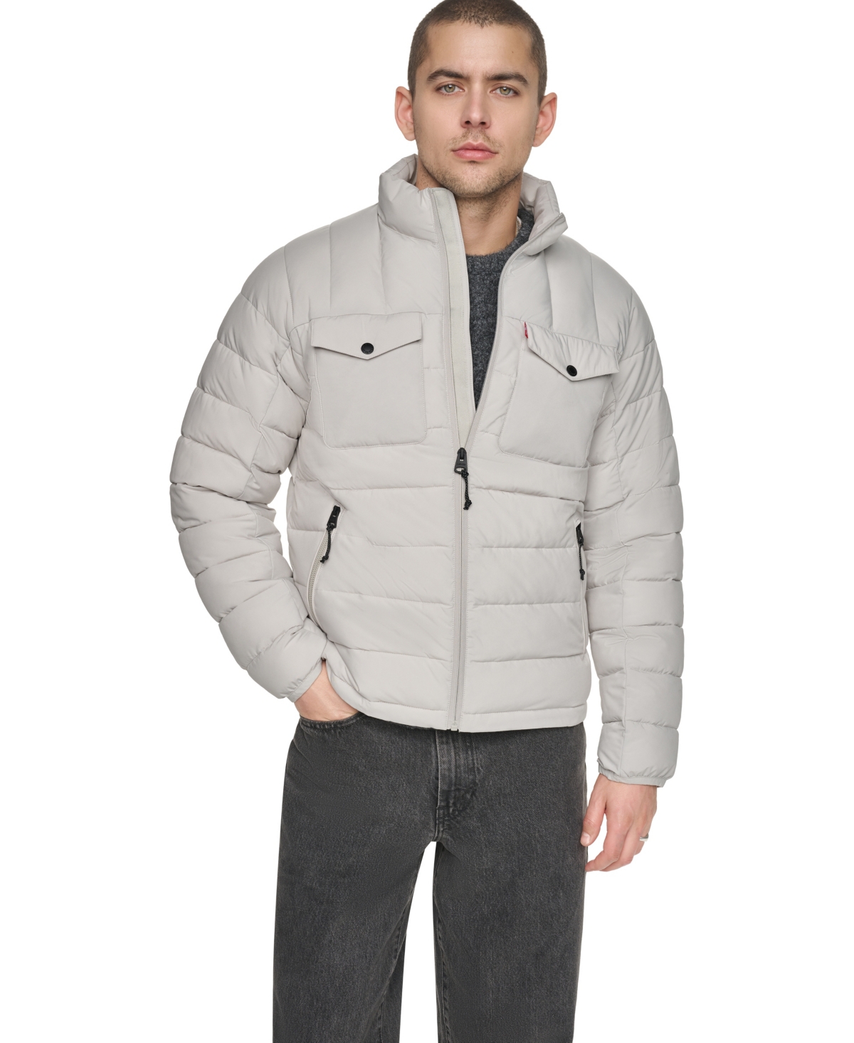 Click here for Levis Mens Stretch Quilted Packable Jacket - Cream prices