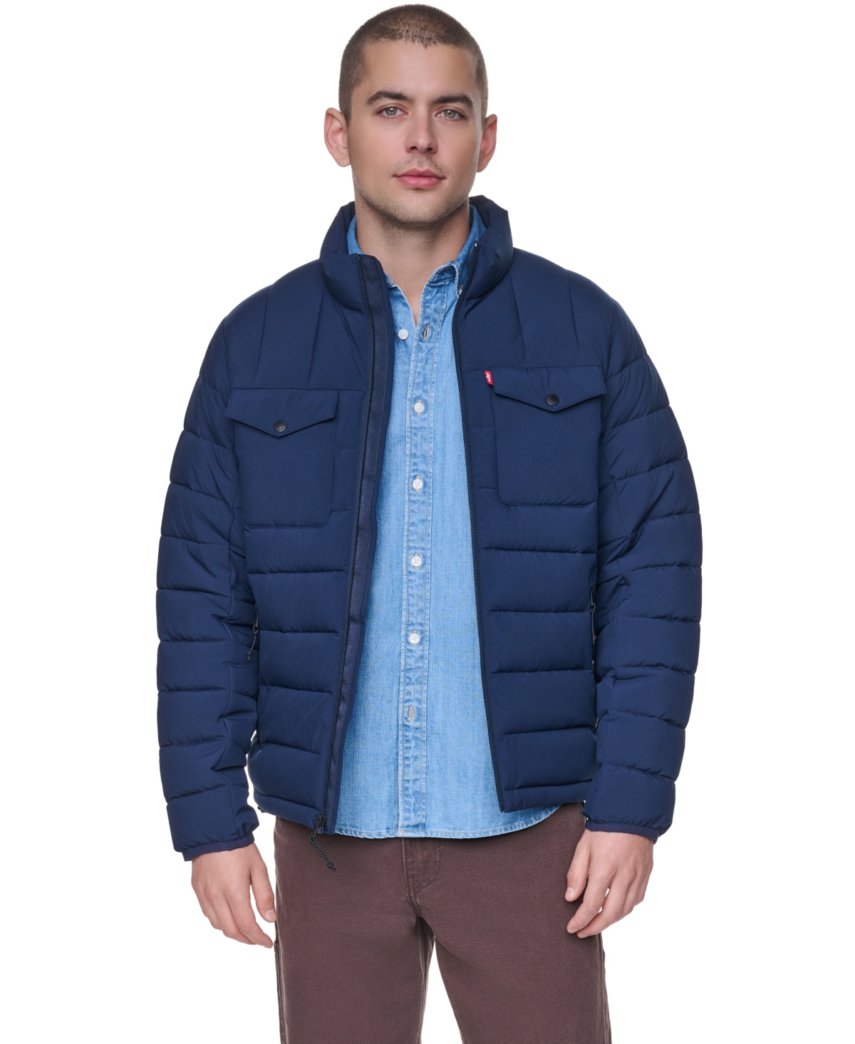 Click here for Levis Mens Stretch Quilted Packable Jacket - Navy prices