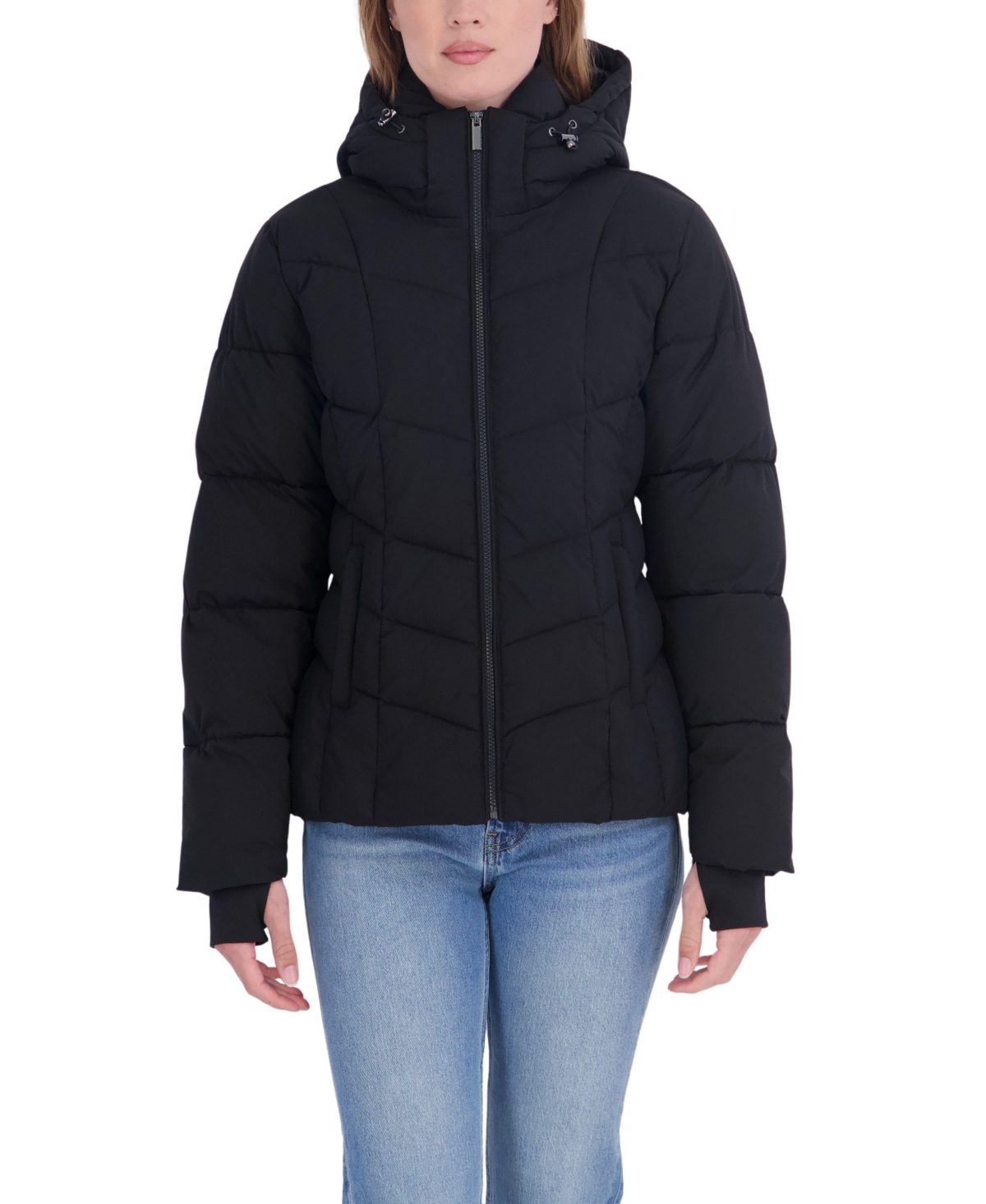 Click here for Sebby Collection Womens Short Hooded Stretch Puffe... prices