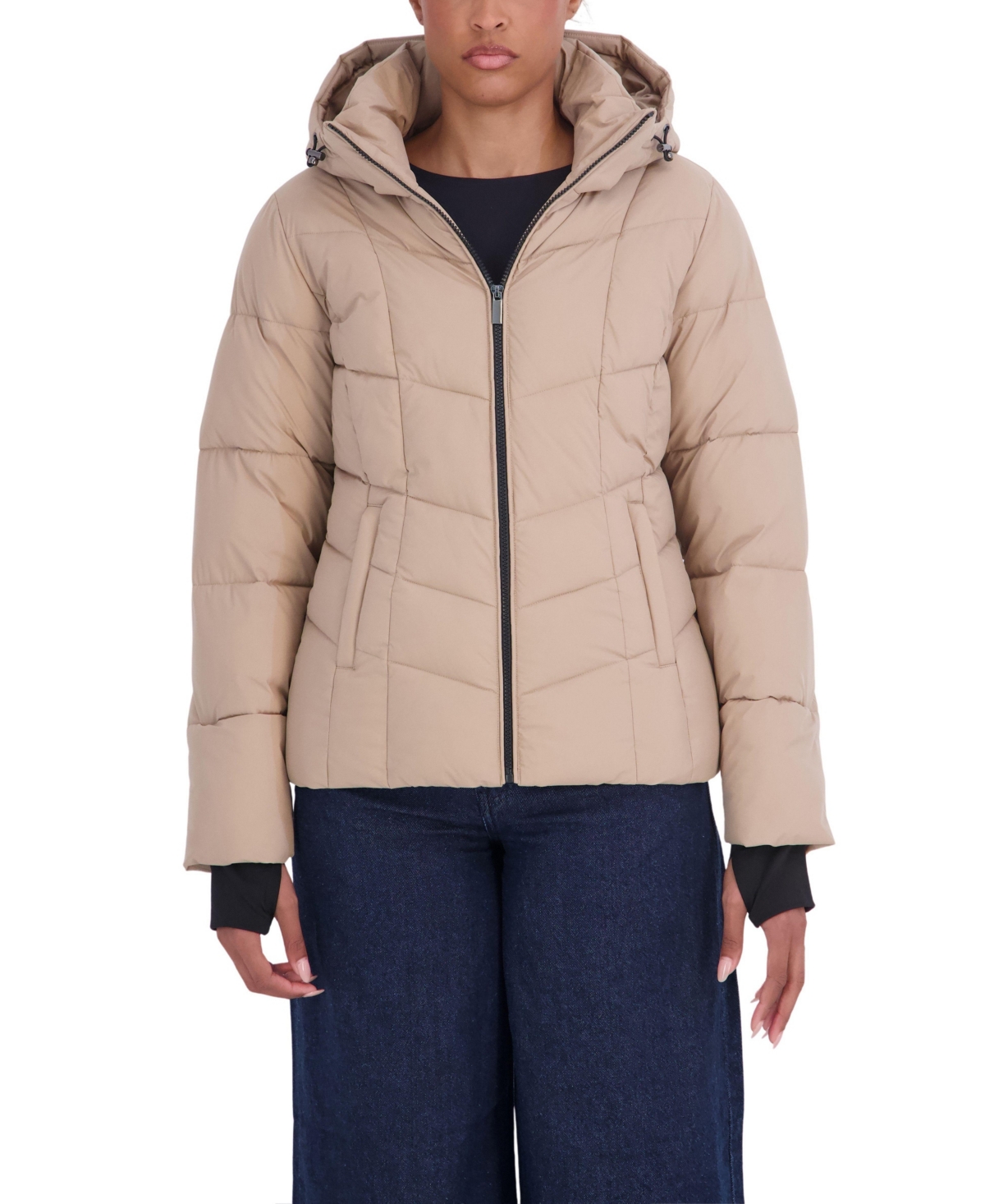 Click here for Sebby Collection Womens Short Hooded Stretch Puffe... prices