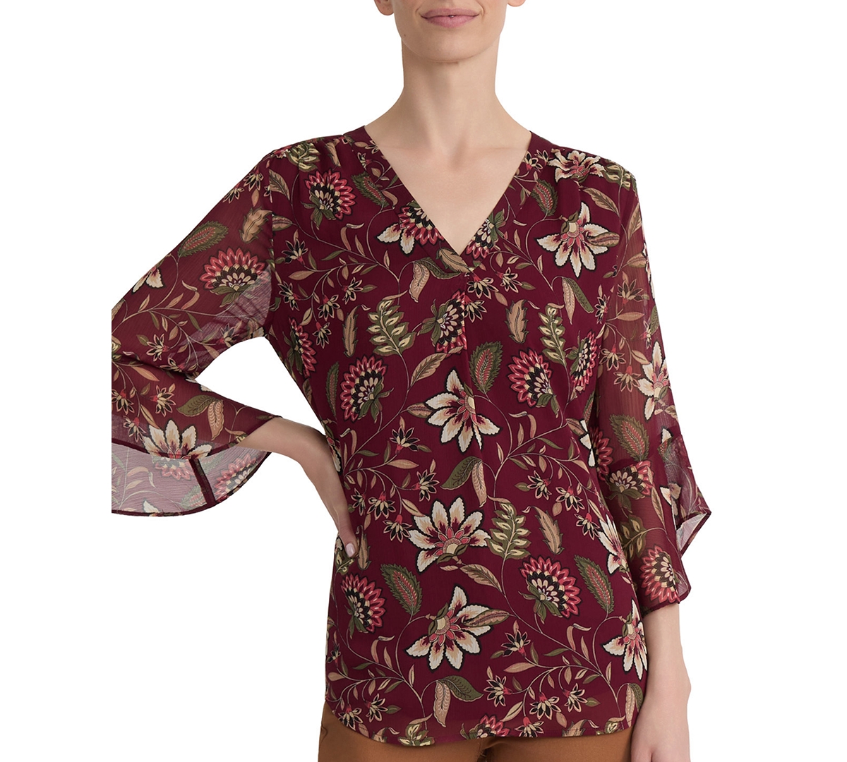 Click here for Jones New York Plus Size Kelly Floral-Print V-Neck... prices