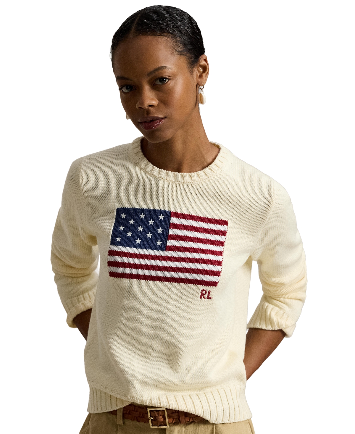 Click here for Polo Ralph Lauren Womens Flag Cotton Crewneck Swea... prices